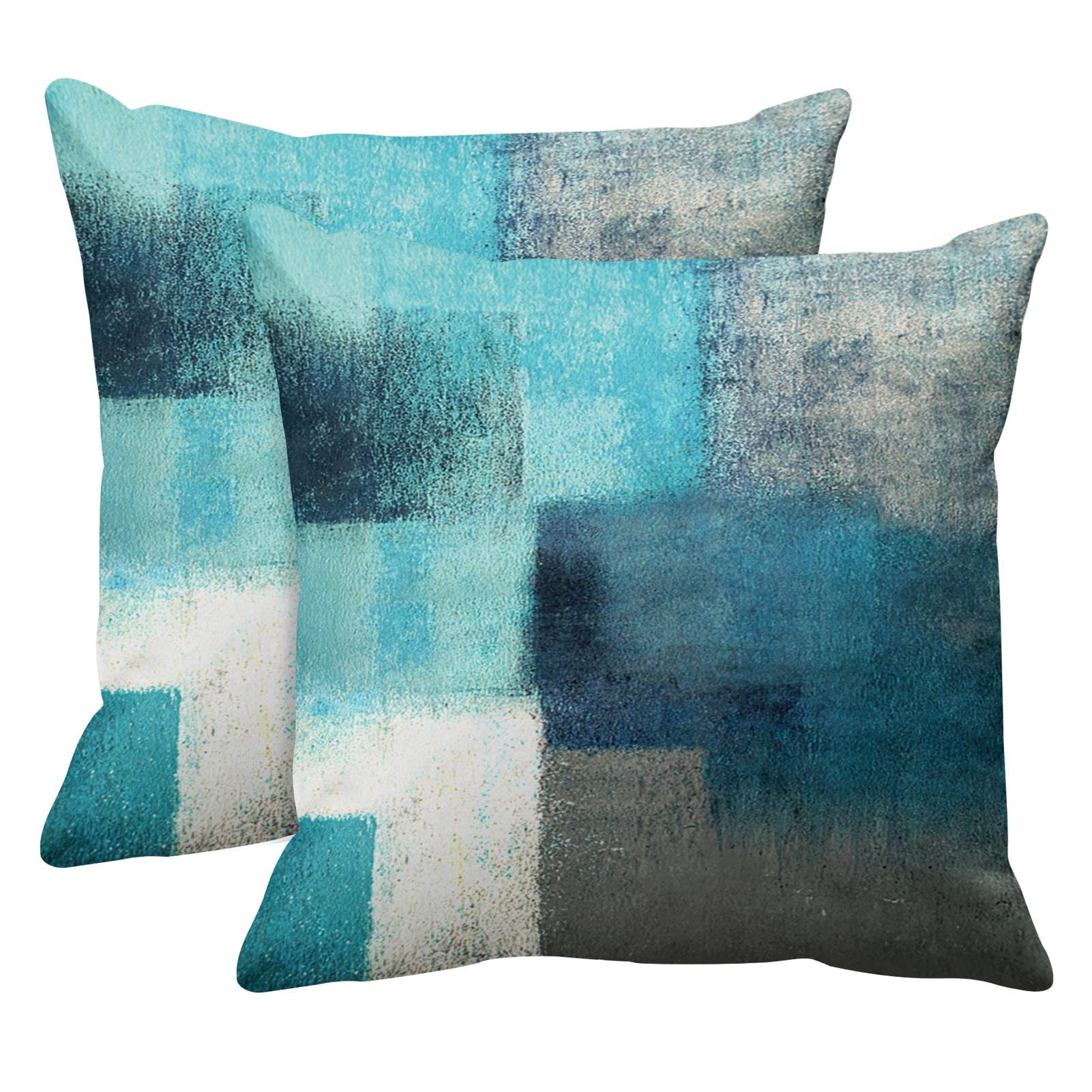 Amazon.com: Emvency Set of 2 Turquoise White and Gray Throw Pillow ...