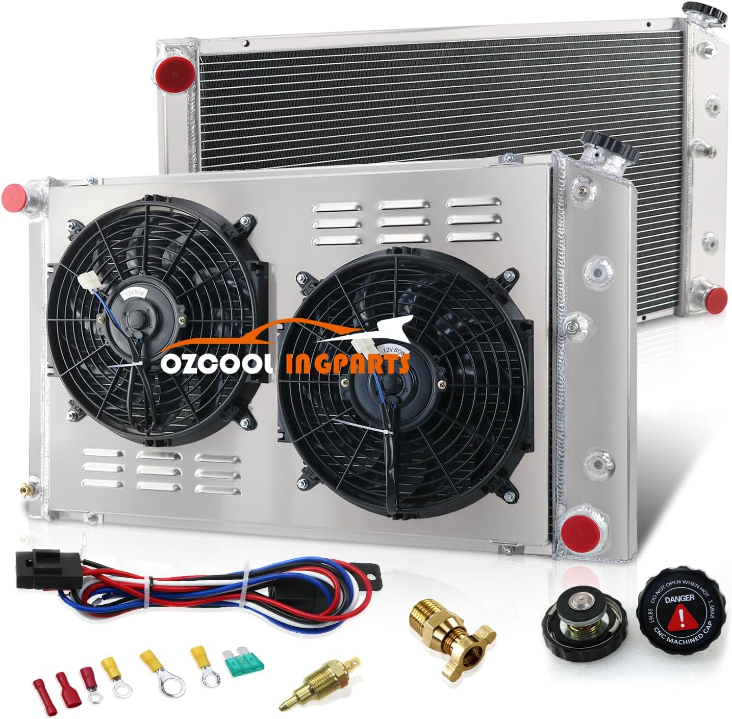 Amazon.com: OzCoolingParts 3 Row Core Aluminum Replacement DPI161 RAD161 CU161 Radiator + 2 x 12 ...