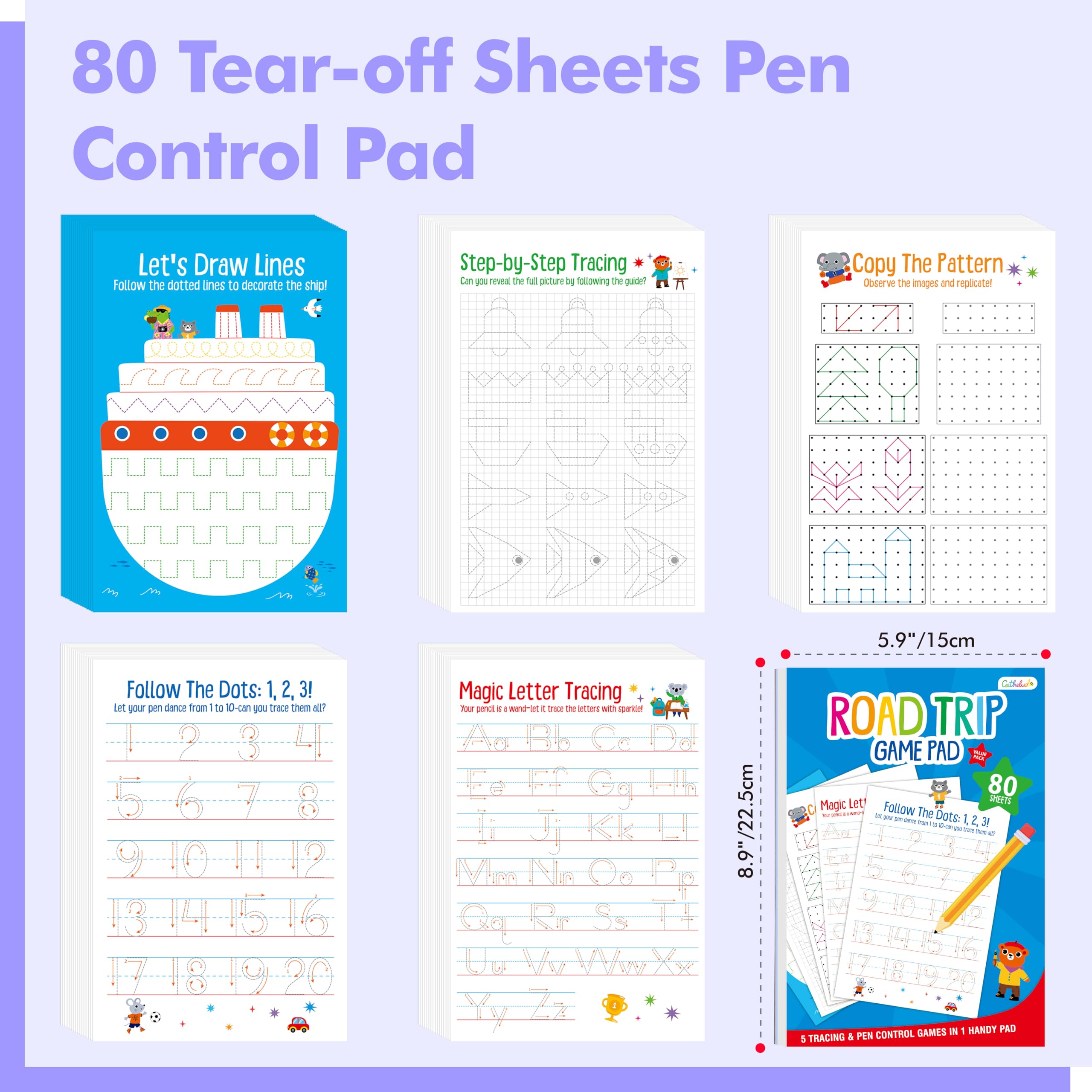 Snapklik.com : Pen Control & Tracing Activity Pad, 80 Tear-off Sheets ...