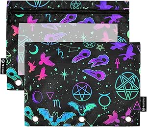 Amazon.com : OTVEE Magic Bat Bird Animals Binder Pouches, 2 Pack Zipper ...