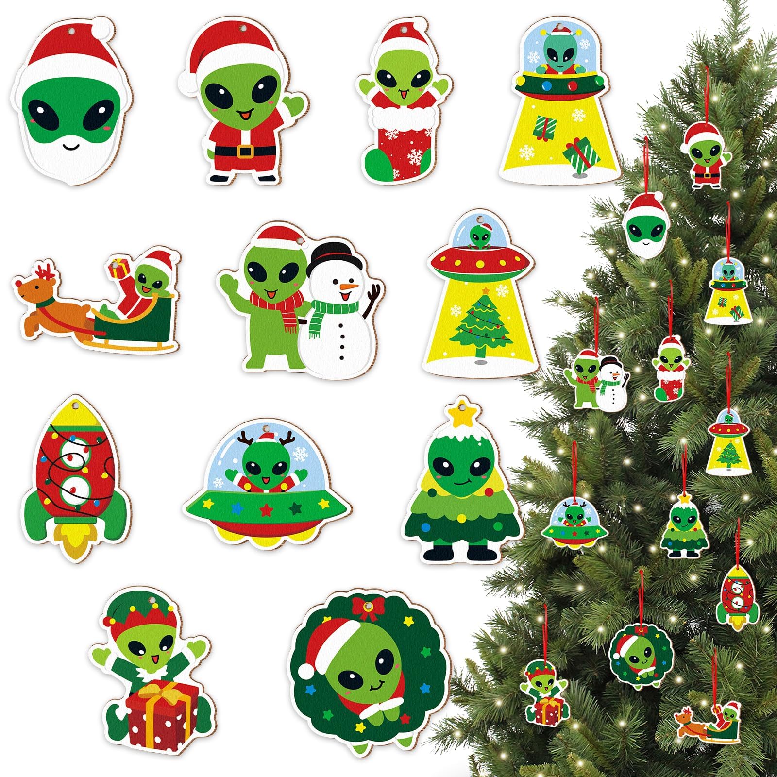 Amazon.com: Alien Ornaments Christmas Tree Decorations UFO Gift Xmas ...