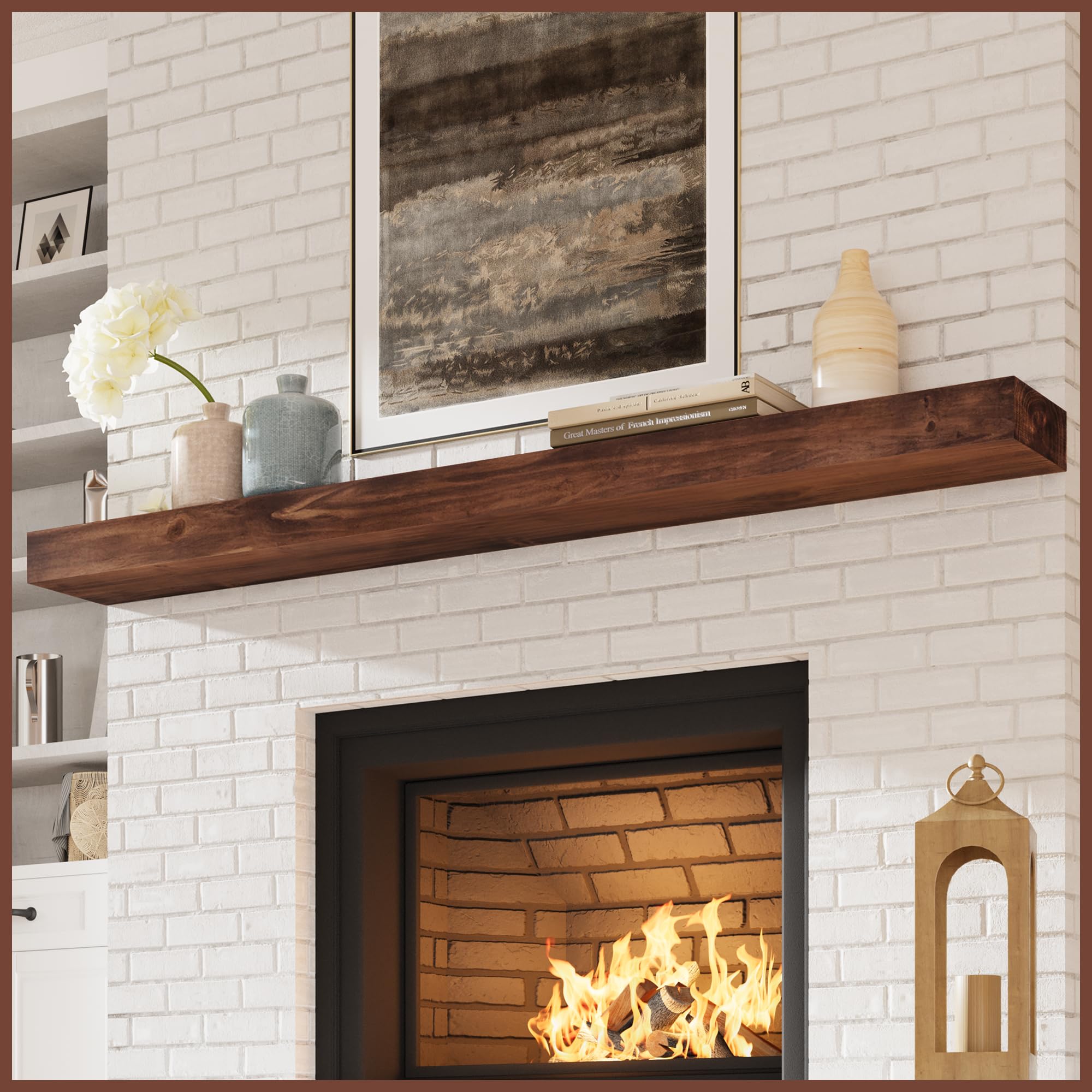 Amazon.com: Fireplace Mantel, 72 in Handcrafted Solid Mantel Shelf with ...