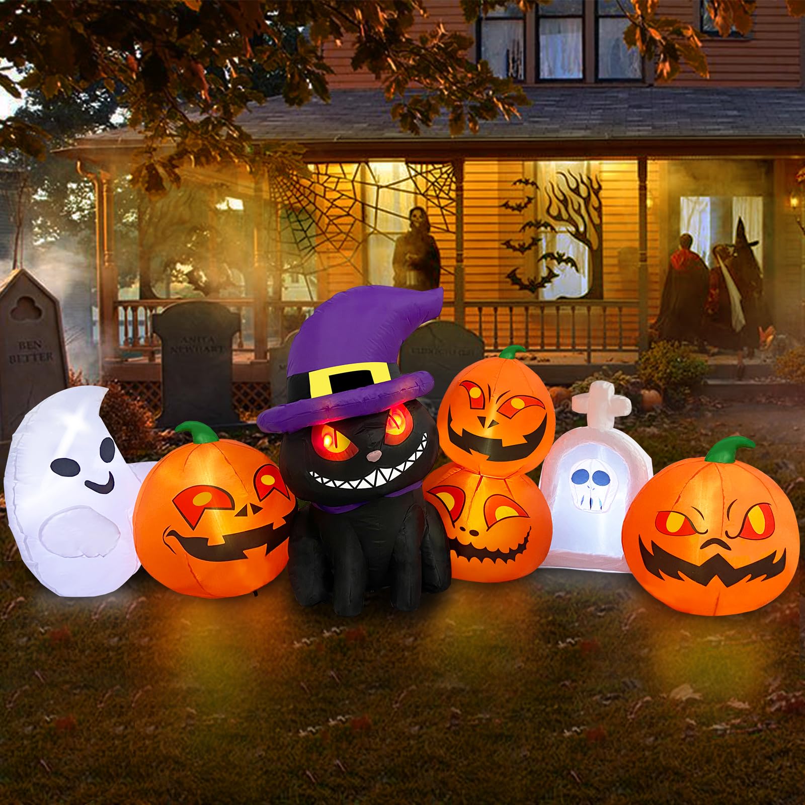 Amazon.com: Danxilu 8 FT Long Outdoor Halloween Inflatables Black Cat ...