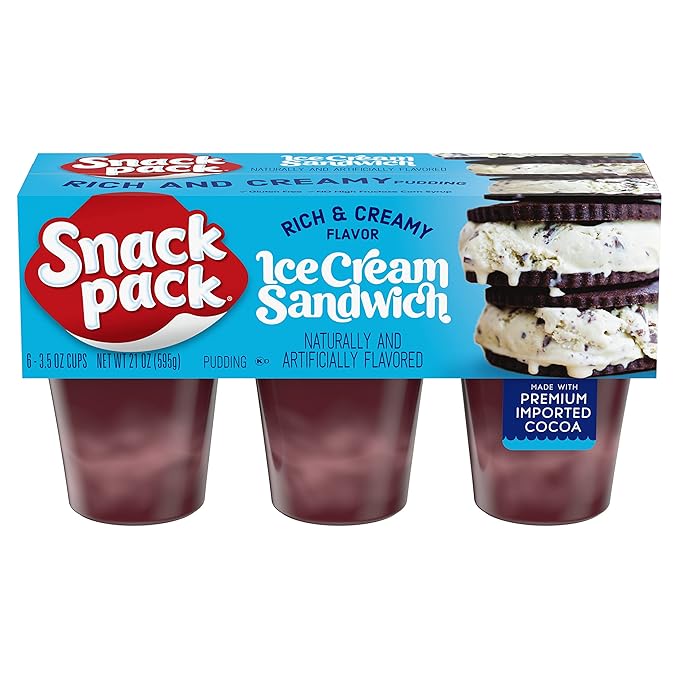 Amazon.com : Snack Pack Ice Cream Sandwich Flavored Pudding Cups, 3.25 ...