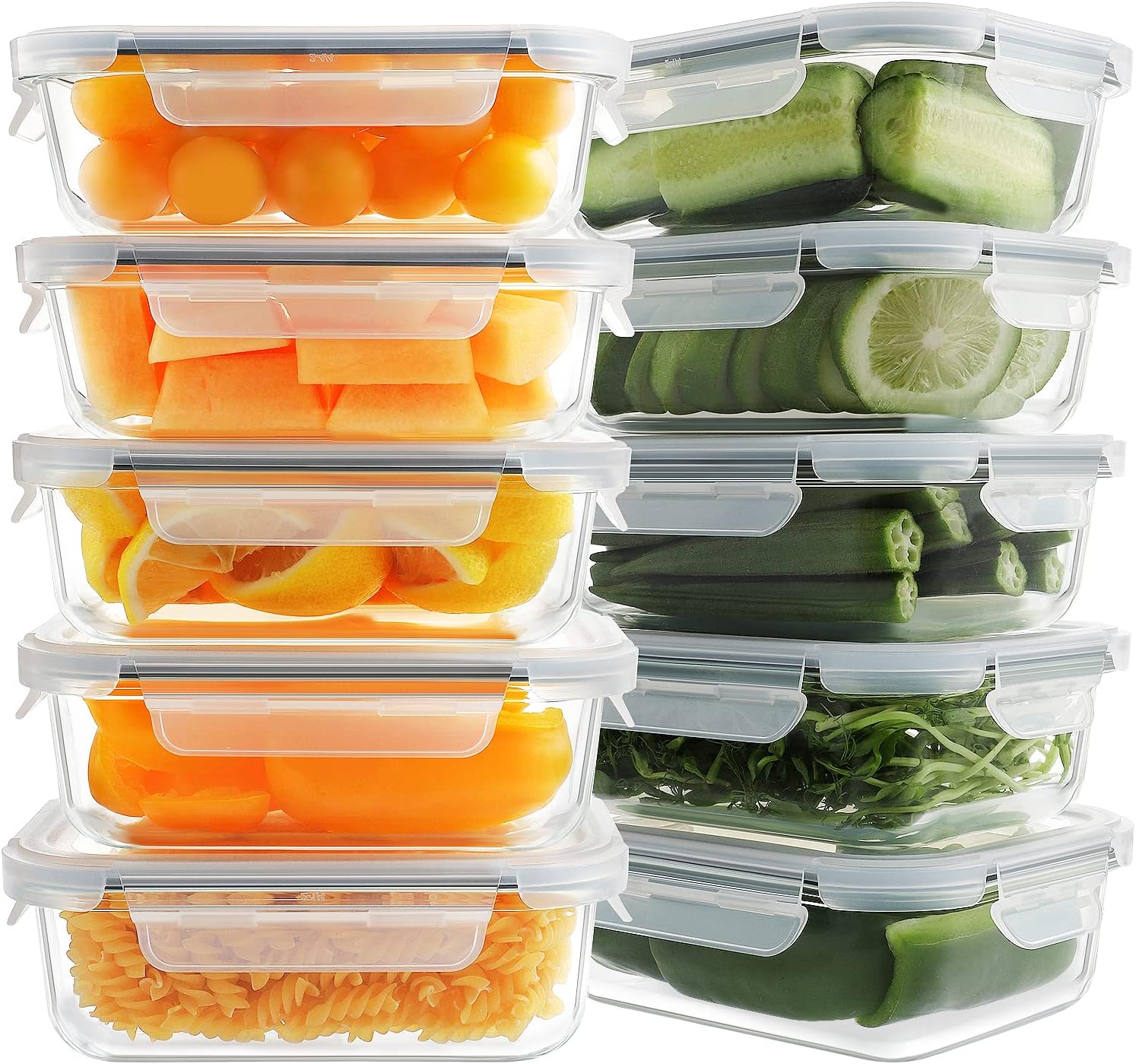 Amazon.com: HOMBERKING 10 Pack Glass Meal Prep Containers, Food Storage ...