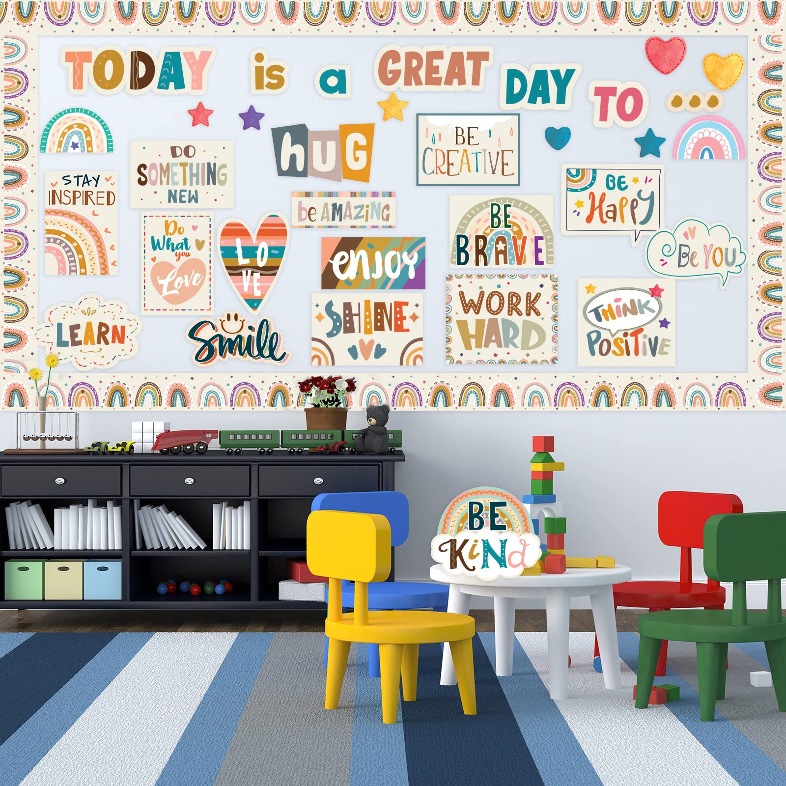 Buy Today is A Great Day Bulletin Board Set Boho Rainbow Inspiration ...