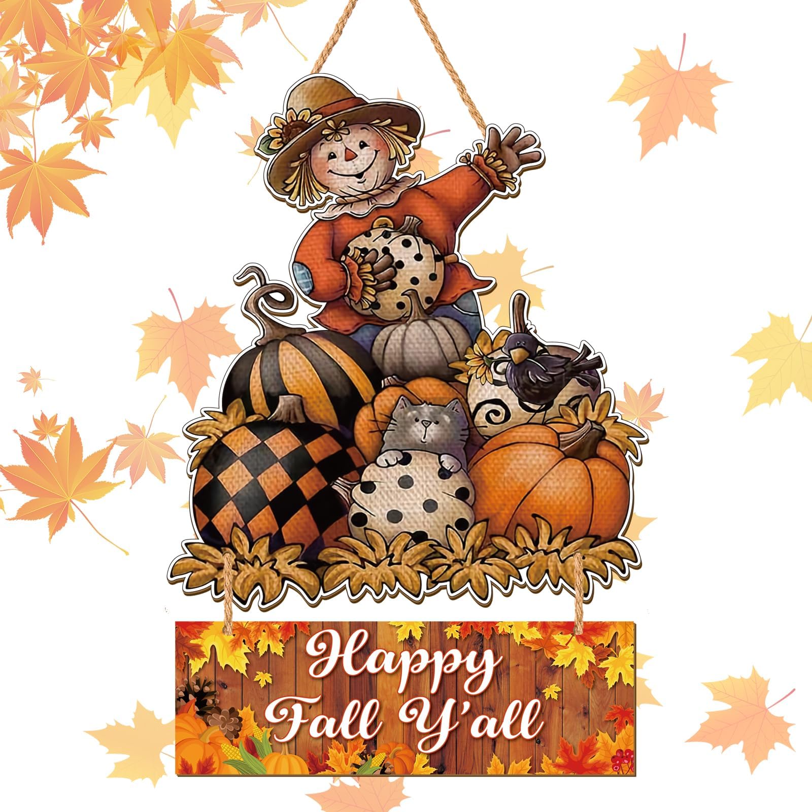 Amazon.com: Shellwei 2 Pcs Fall Decorations for Home Thanksgiving Front ...