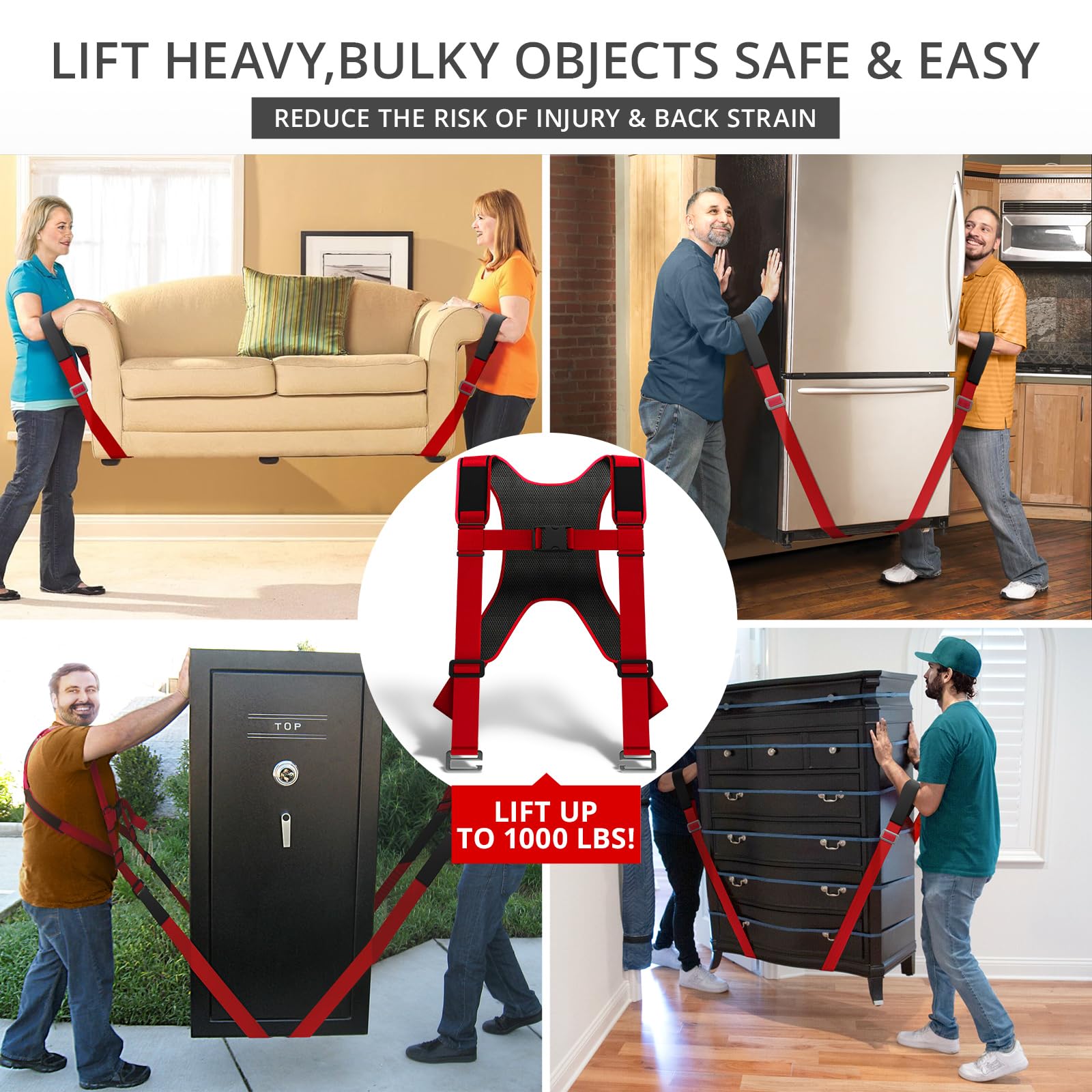 Snapklik.com : X-Protector Moving Straps - 2 Pairs - Lifting Straps For ...