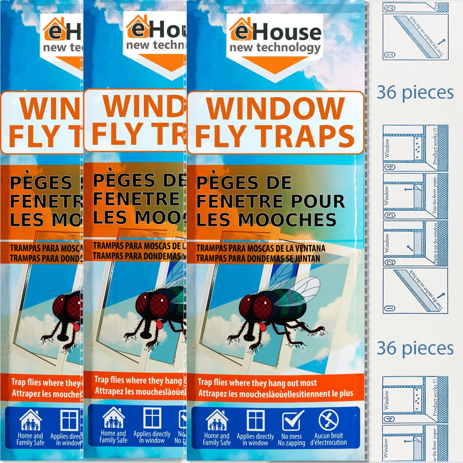 Amazon.com : Window Fly Traps for Indoors. Paper Sticky Strips. Easy to ...
