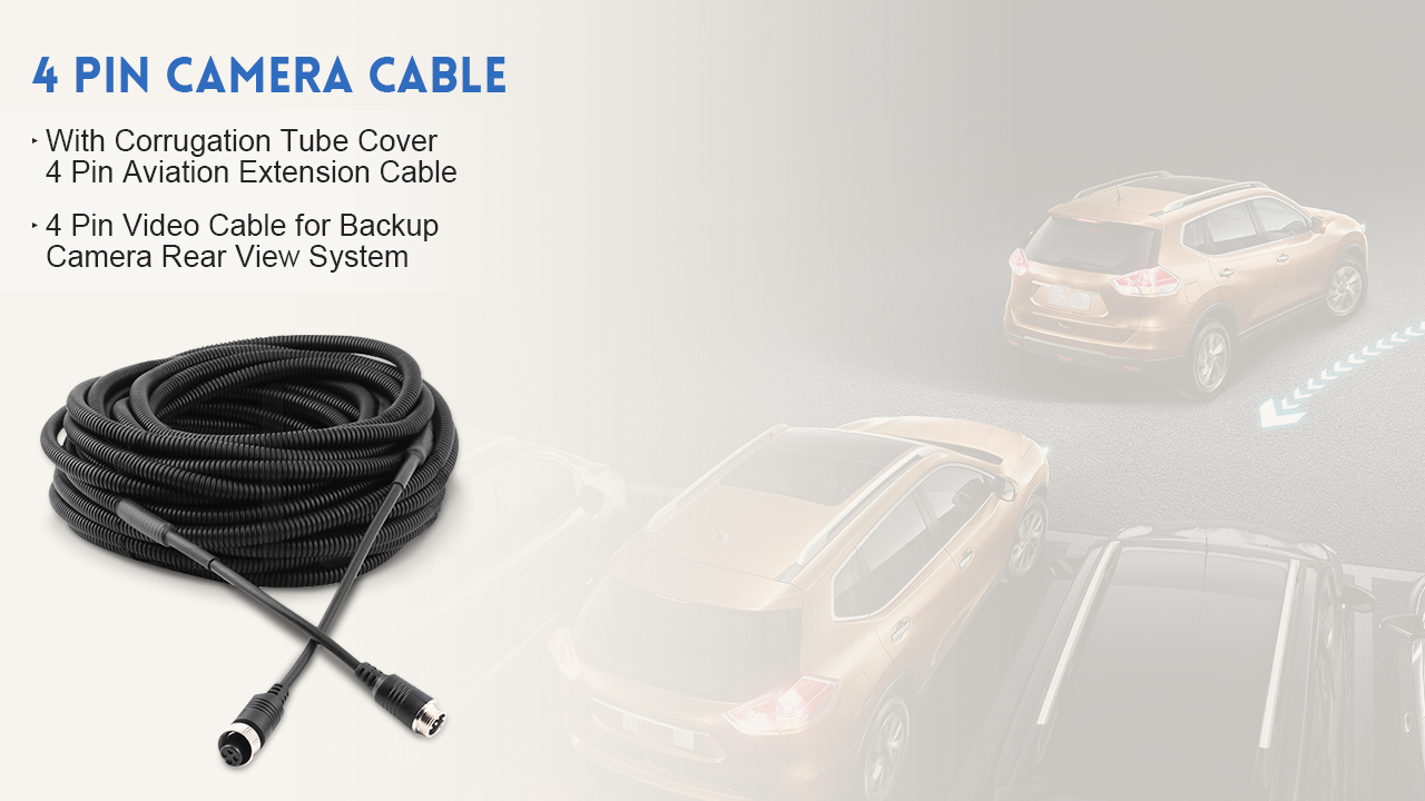 Watch 4 Pin Backup Camera Extension Cable Rear View Reverse Camera Cord ...
