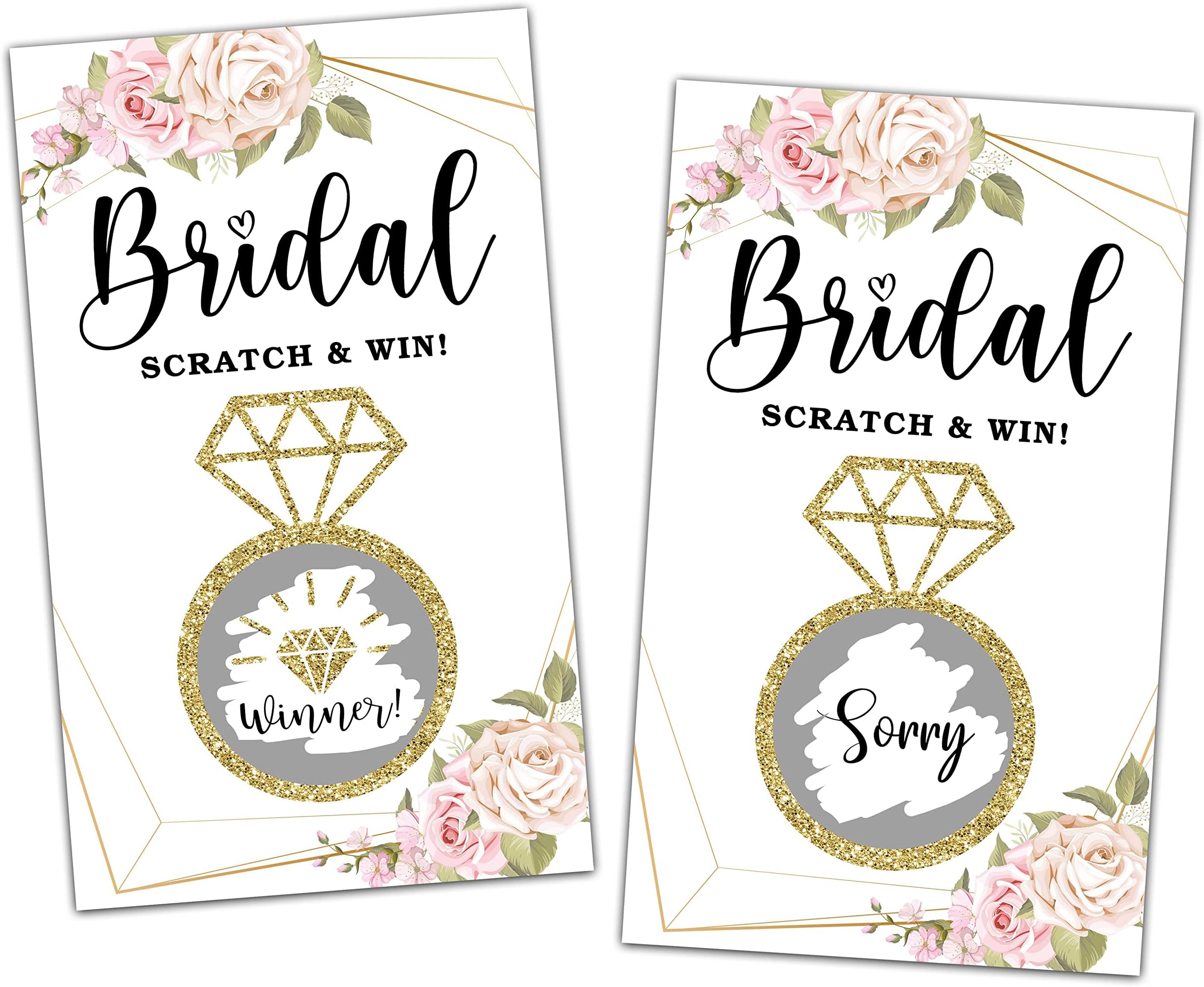 Amazon.com: Printed Party Bridal Shower Scratch Off Game, Ring Lottery ...