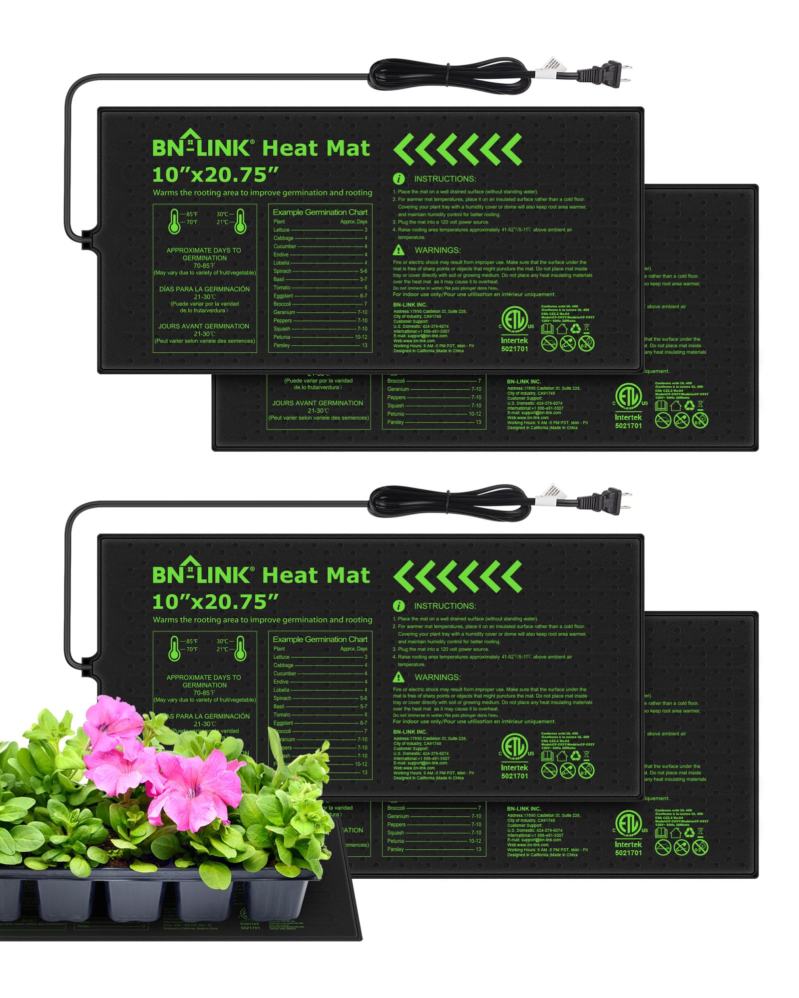 Snapklik.com : BN-LINK Durable Seedling Heat Mats For Seed Starting 10 ...