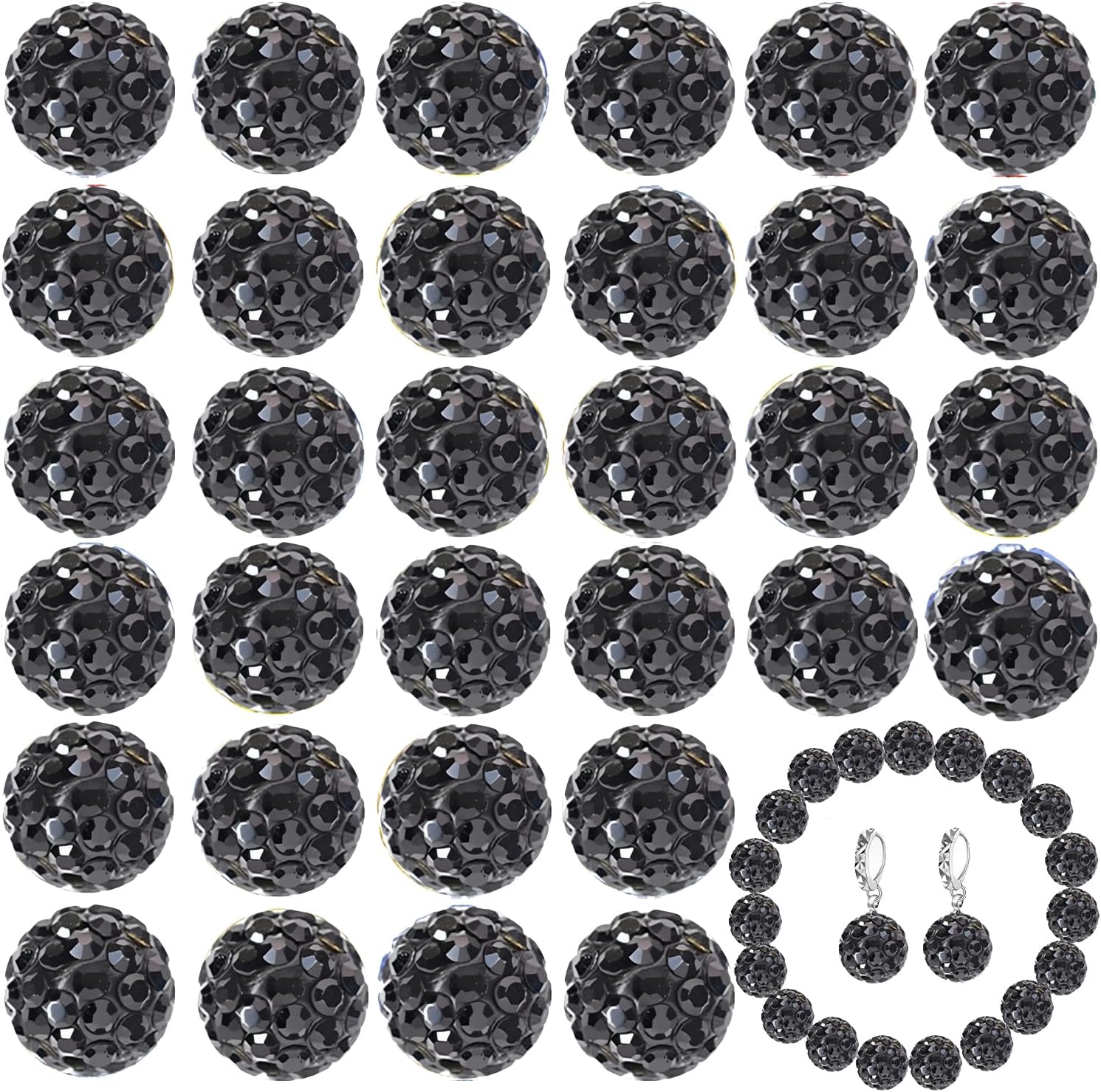 Amazon.com: Rhinestone Beads for Jewelry Making,100pcs Black Rhinestone ...