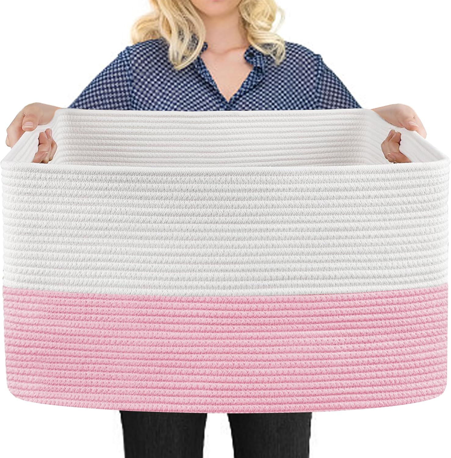 Amazon.com: MEGASKET Large Pink Storage Basket, 22" x 17" x 12 ...