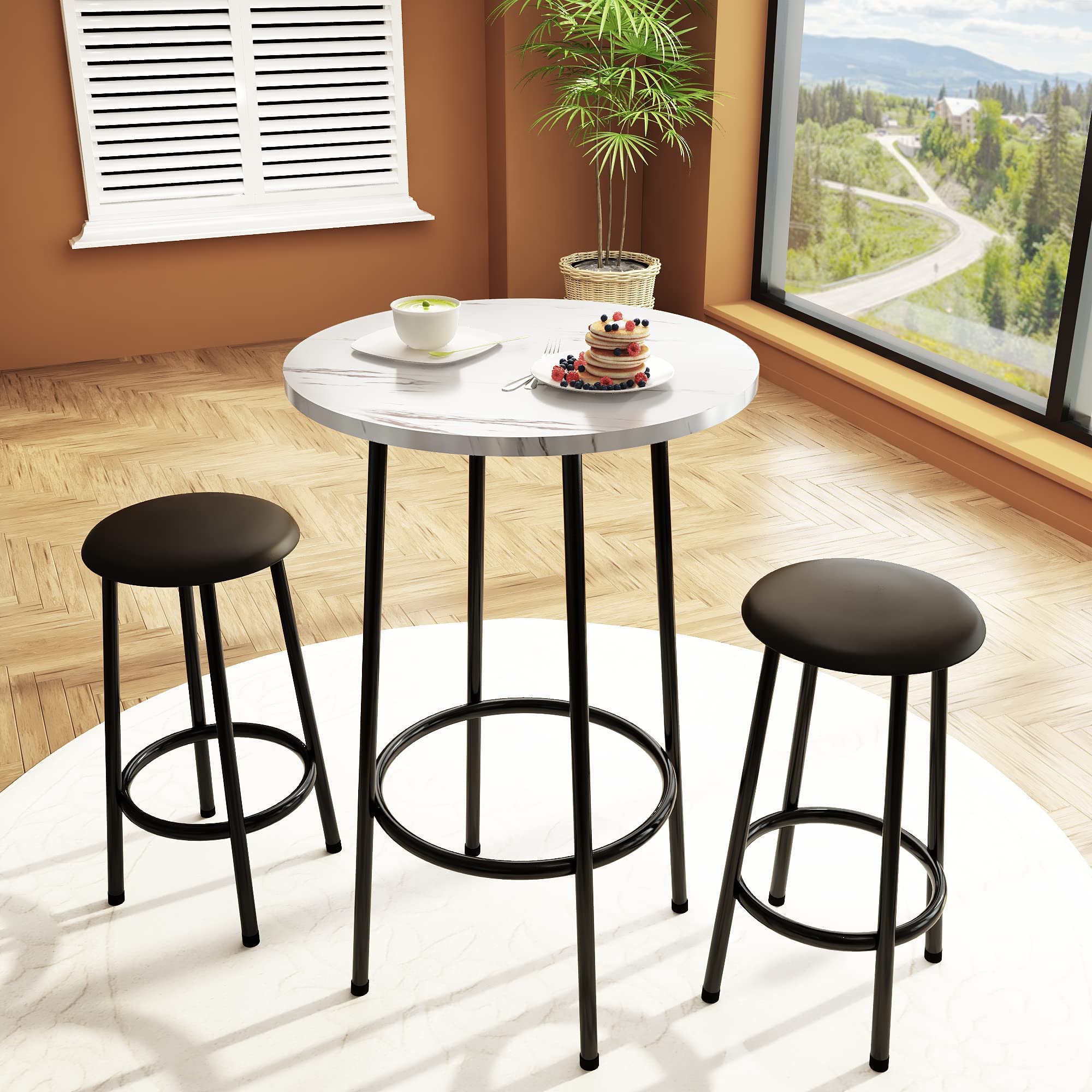 AWQM 3-Piece Dining Room Table and Chairs Set for Small Space, Bar ...