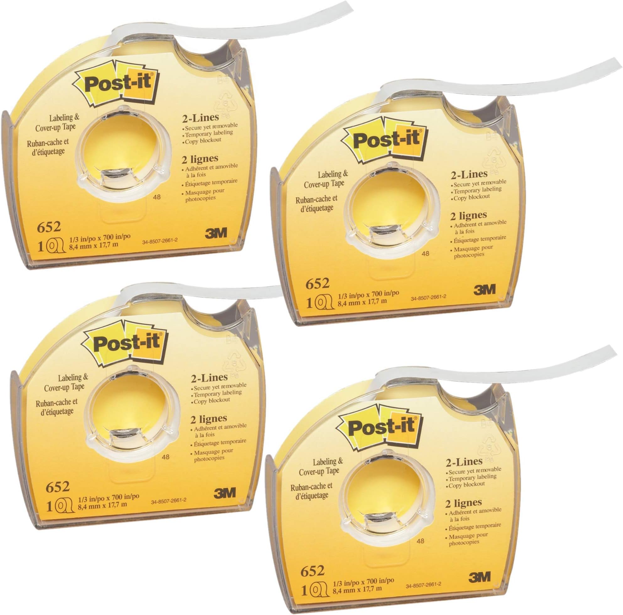 Amazon.com : Post-it 652 Labeling & Cover-Up Tape, Non-Refillable, 1/3 ...