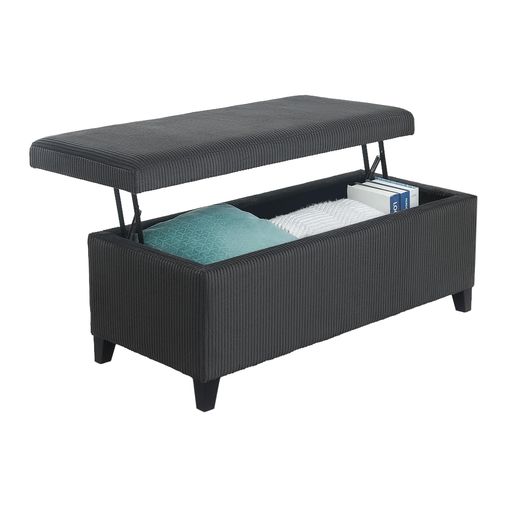 Amazon.com: Homebeez Lift Top Storage Ottoman Bench, 42 inch Dark Grey ...