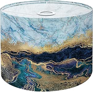 Drum Lamp Shade abstract blue marble fake stone texture liquid paint ...