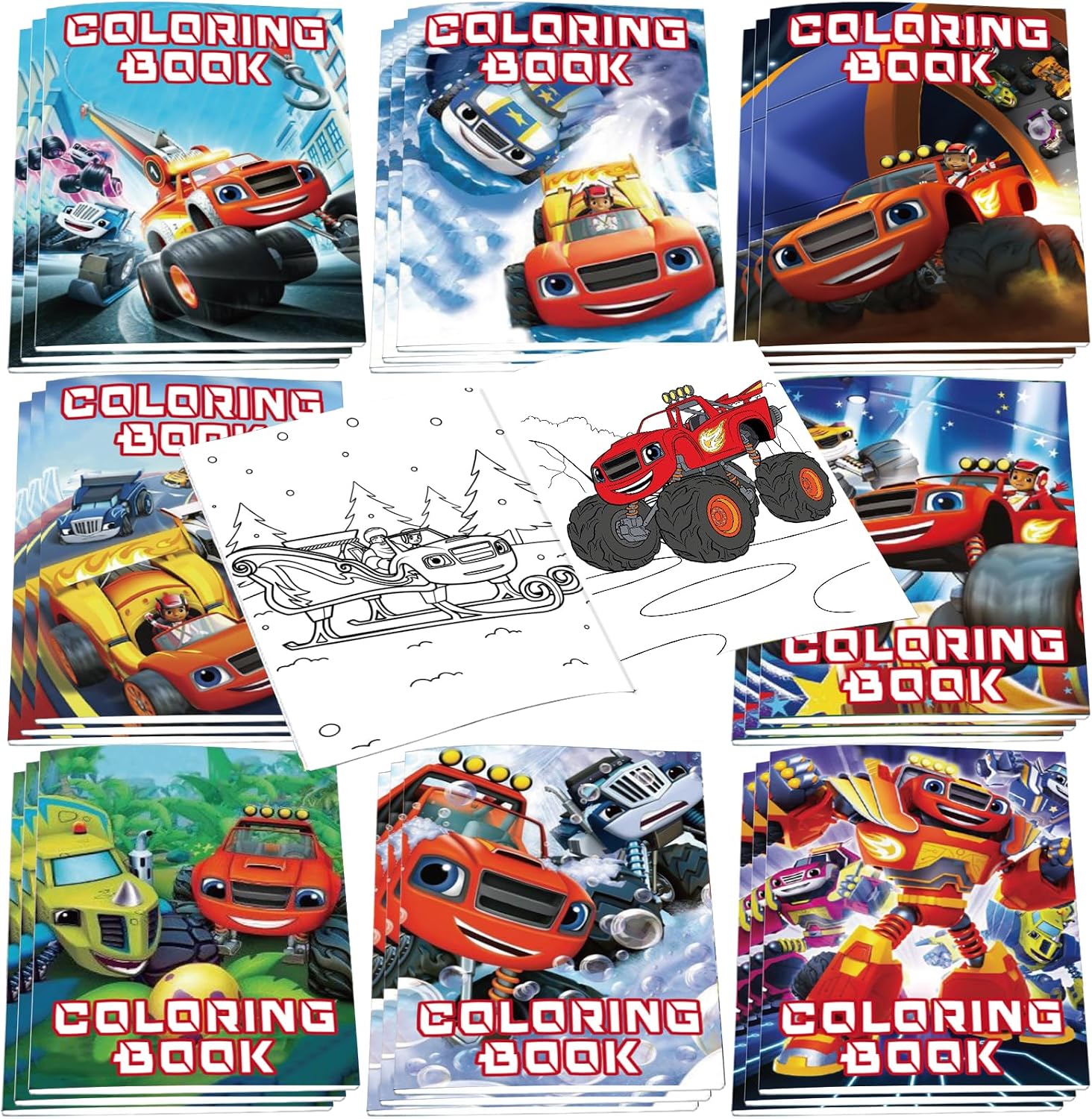 Amazon.com: 24PCS Blaze & The Monster Coloring Books Bulk for Kids Mini ...