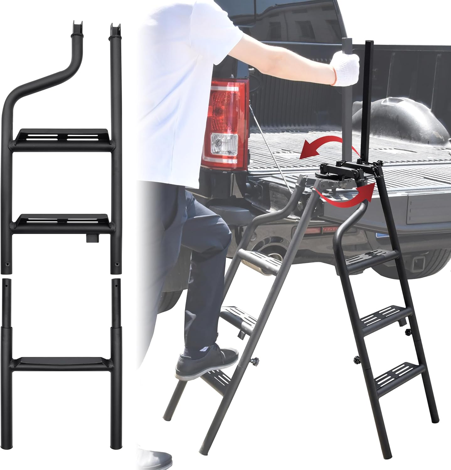 Amazon.com: POKIAUTO 42" Foldable and 360° Rotatable Tailgate Ladder ...