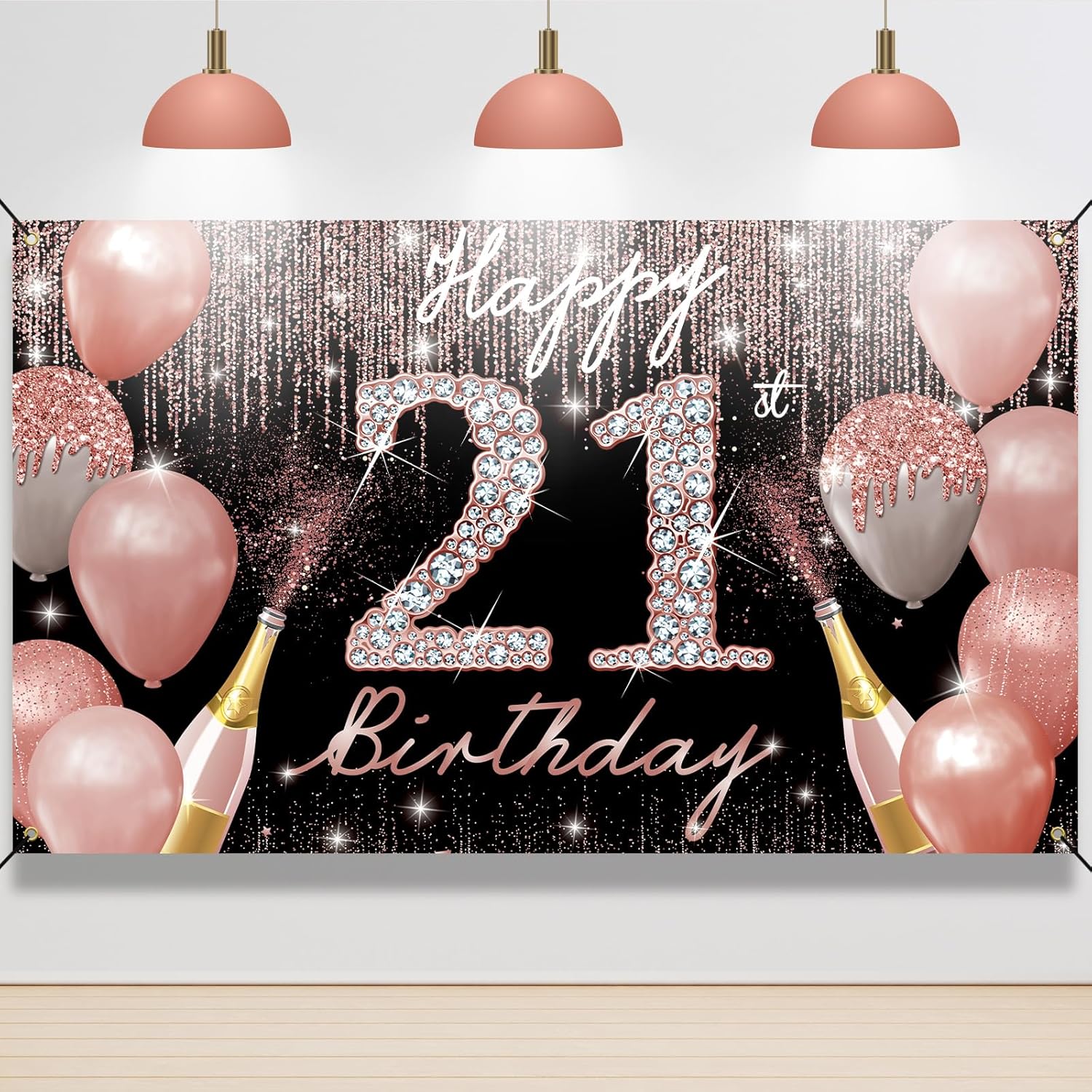 Amazon.com: Happy 21st Birthday Backdrop Banner, 21st Birthday ...