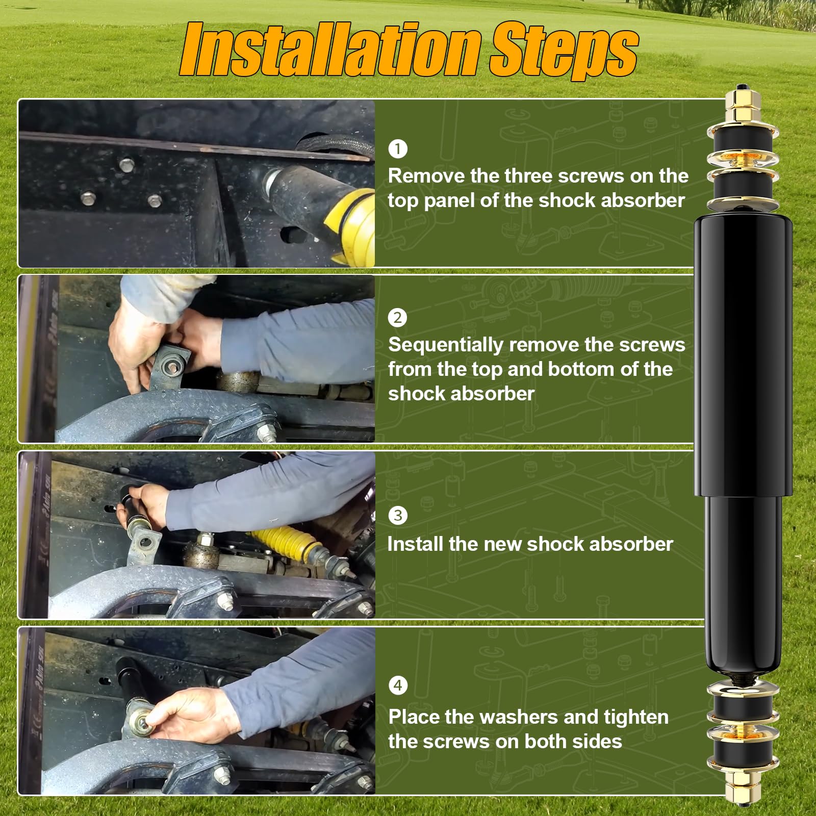 Snapklik.com : EZGO Front And Rear Shock Absorbers, Golf Cart Shocks ...