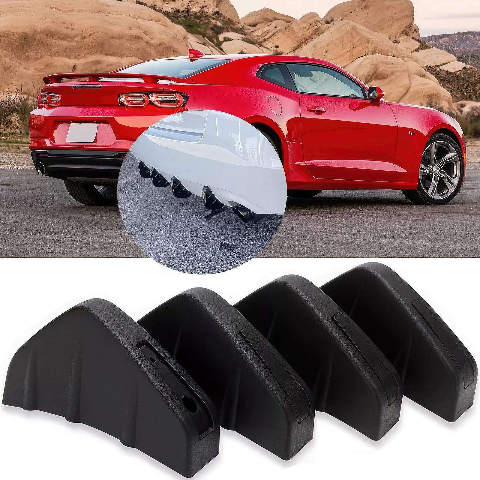 Amazon.com: DREAMOTOR 4PCS Universal Rear Diffuser Shark Fin Diffuser ...