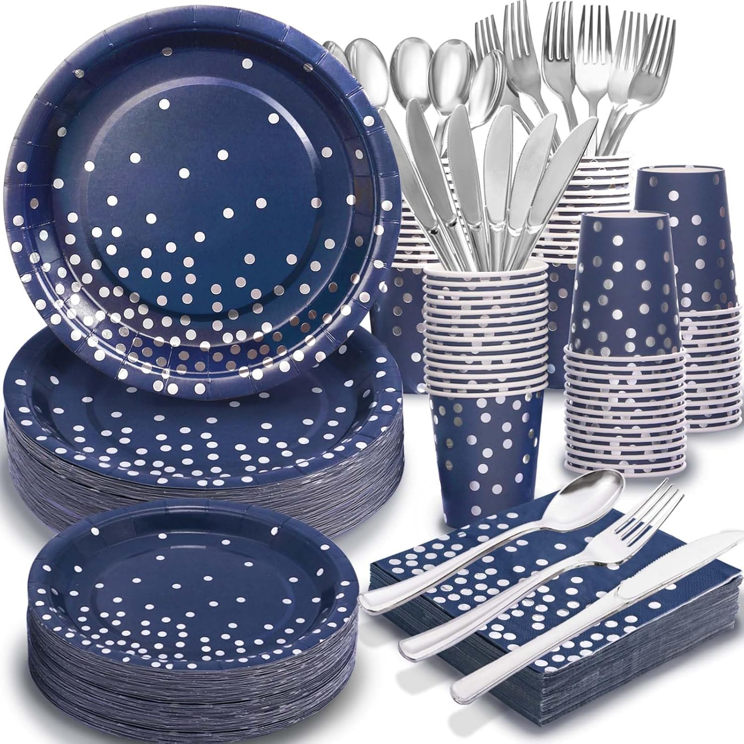 Amazon.com: Gudvilla350 PCS Navy Blue Plates and Napkins Party Supplies ...