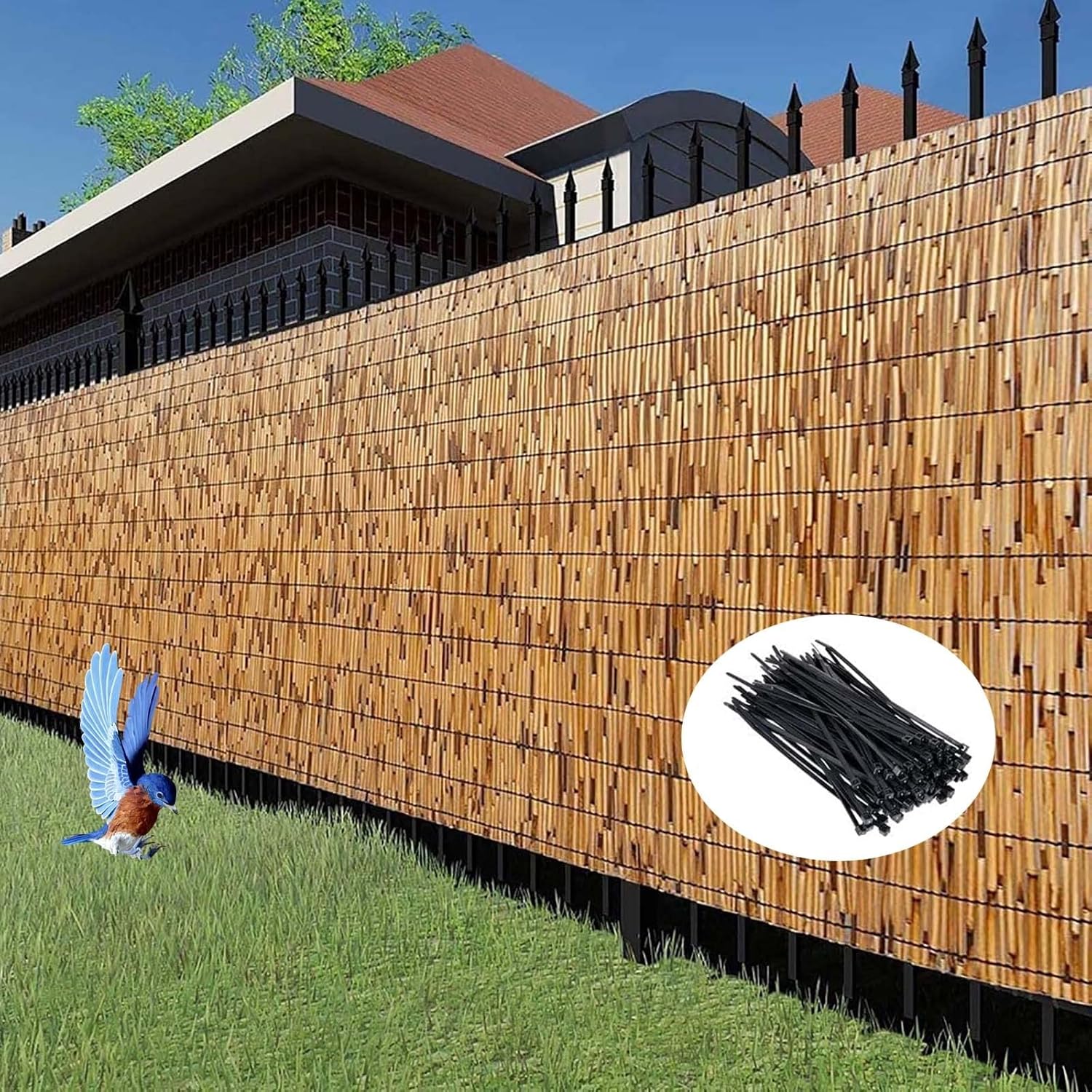 Privacy Fence Screen Panels,Bamboo Fence Rolls 1.6-4.2 feet high,Reed ...