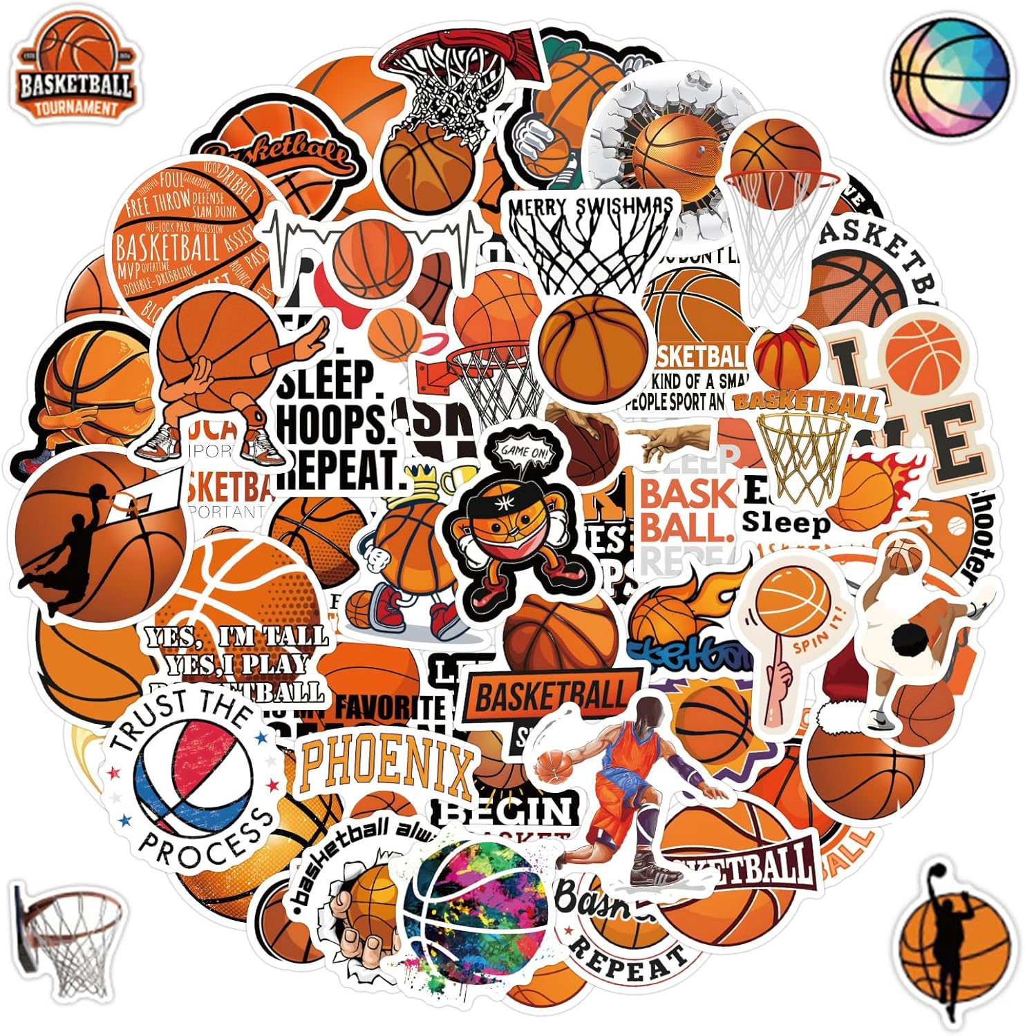 Amazon.com: 120pcs Basketball Sport Stickers for Water Bottle, Cool ...