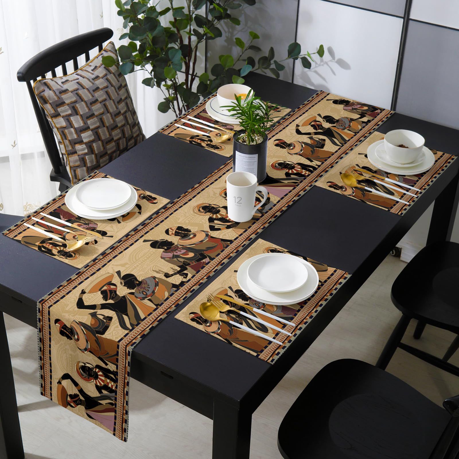 Amazon.com: African Woman Table Runner and Placemats for Dining Table ...