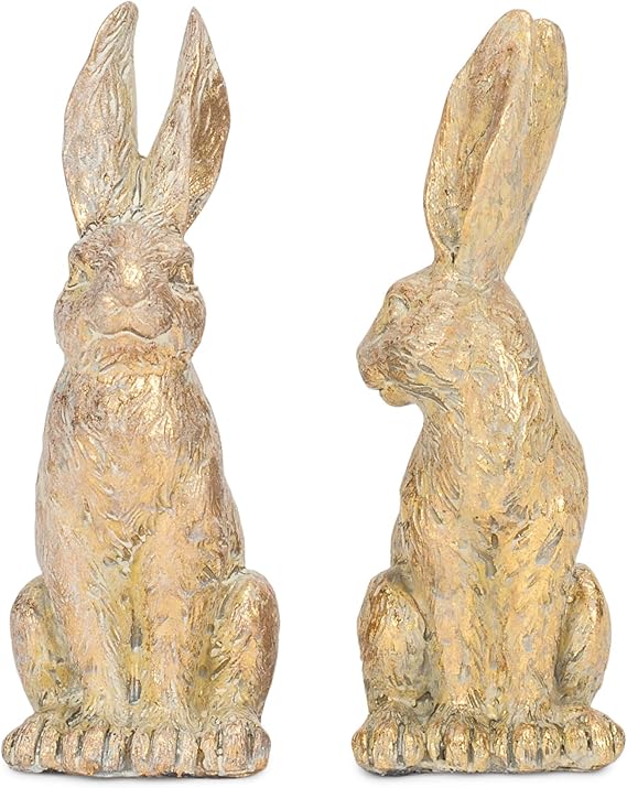 Amazon.com: 4111071 Raz Imports - Small Painted Gold Stone Rabbits ...