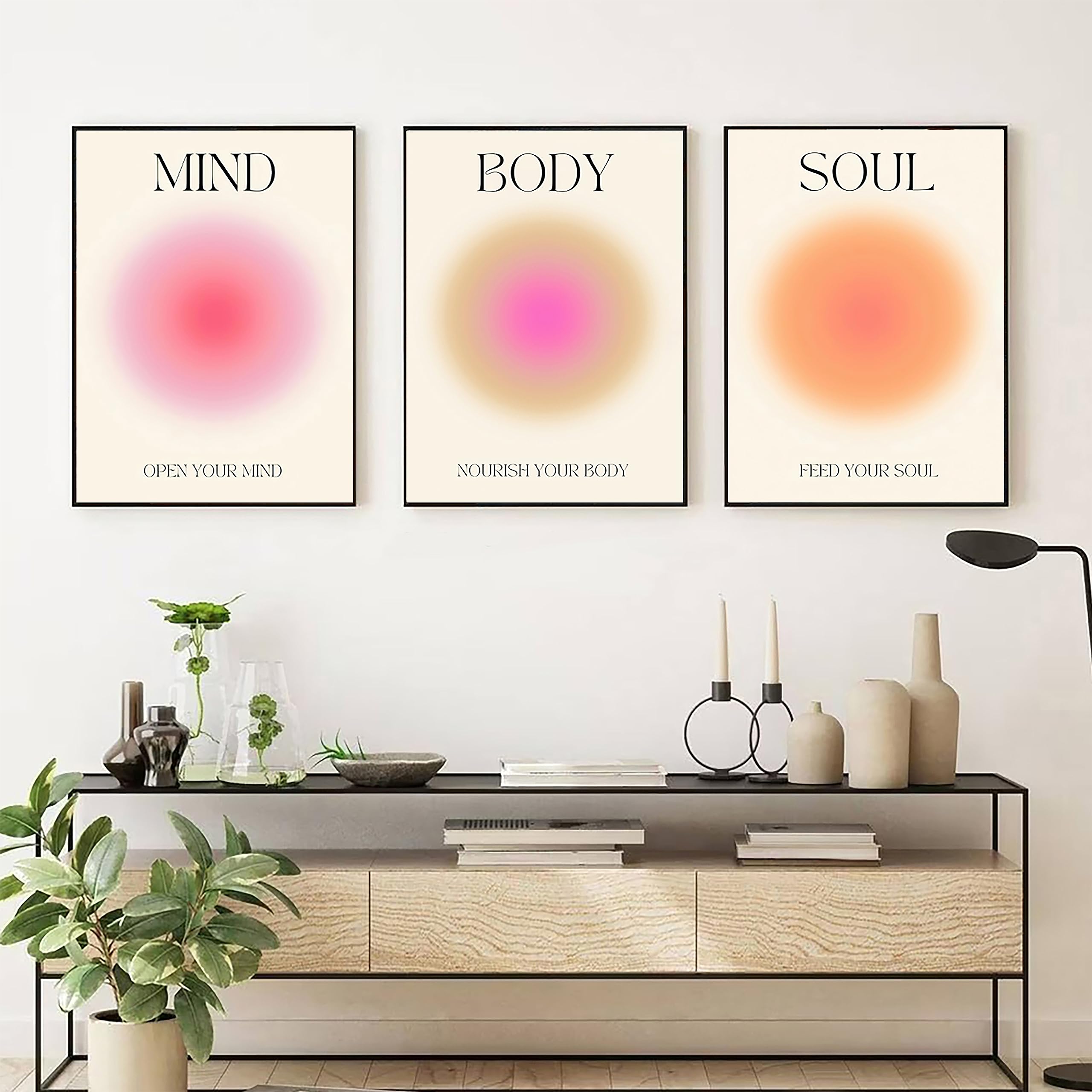 Amazon.com: Mind Body Soul Wall Art Canvas Prints Positive Aura Poster ...