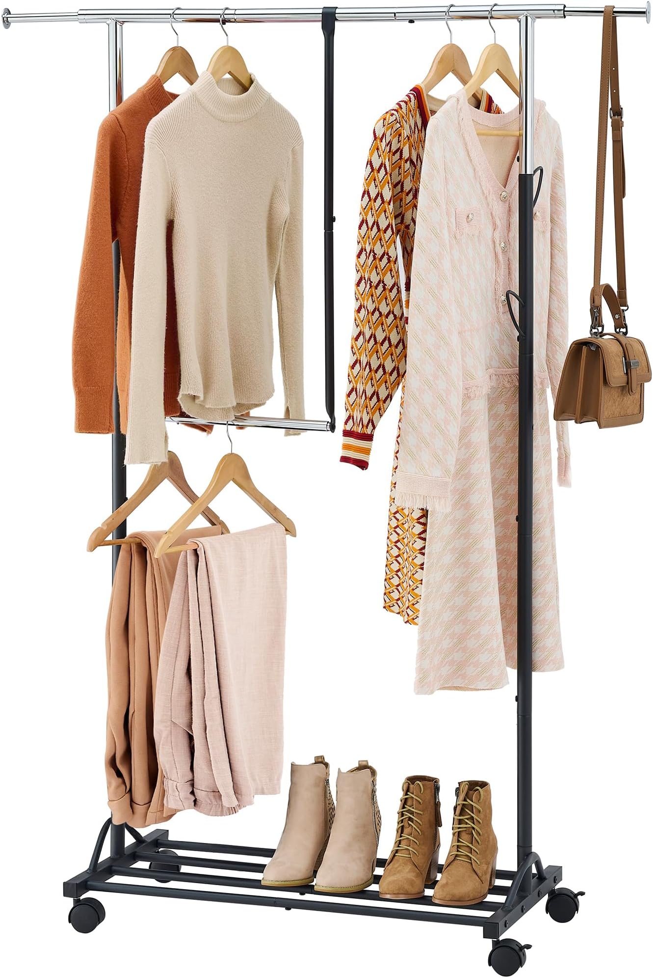 Amazon.com: Whitmor Adjustable 2-Rod Garment Rack - Rolling Clothes ...