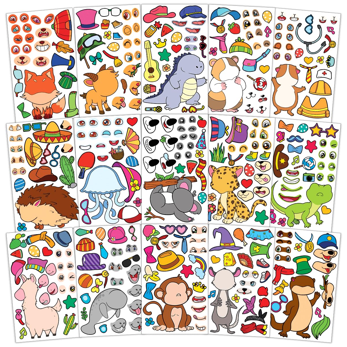 Bed Decor Make Your Own Animal Stickers - 15 Sheets DIY Sticker Pack ...