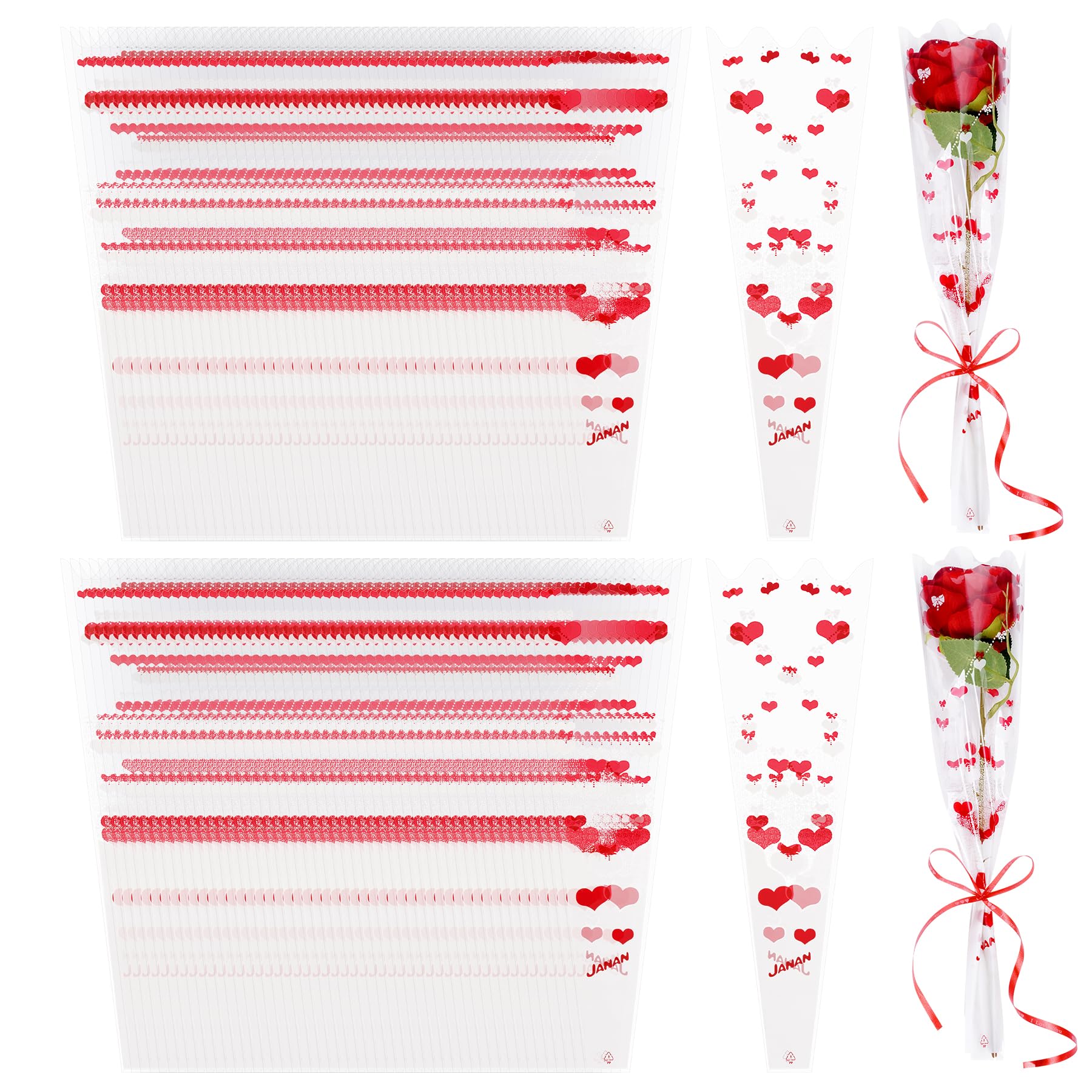 Amazon.com: Hmxpls 100Pcs Single Rose Sleeve, Single Flower Sleeve ...