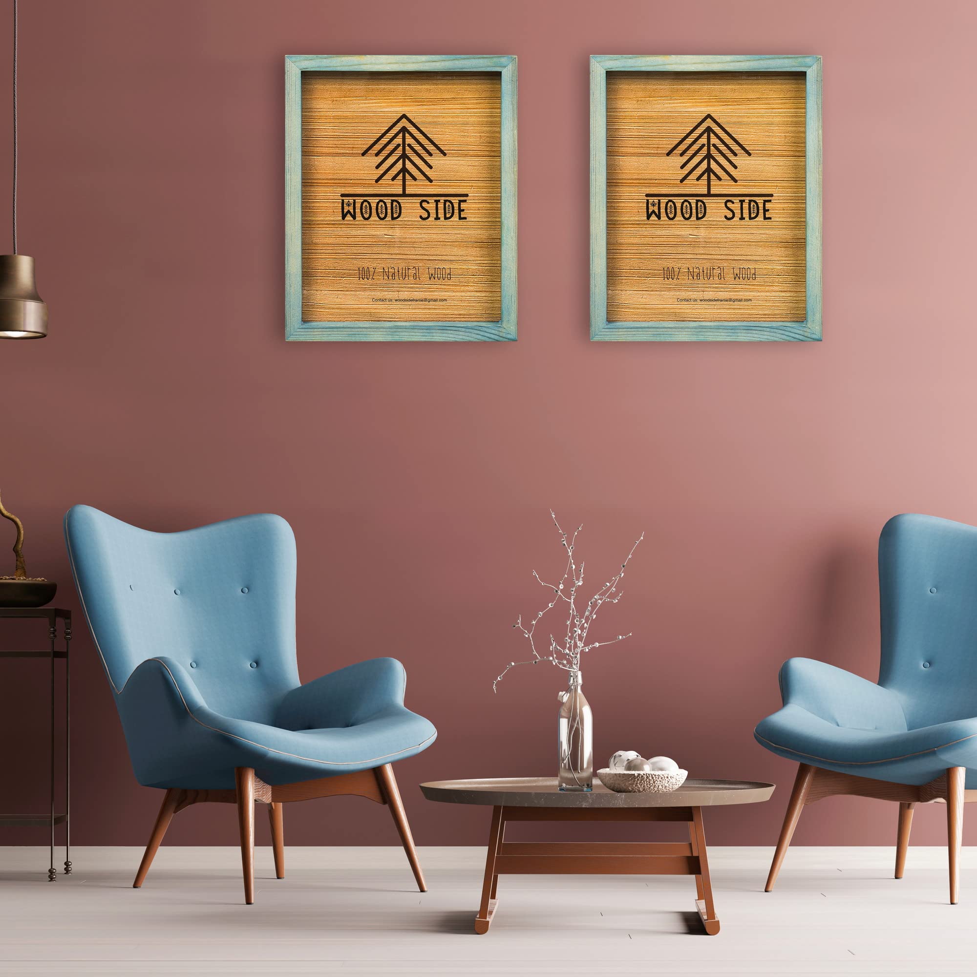 Rustic Frames And Borders Blue Wooden Picture Frame 12x16 Natural