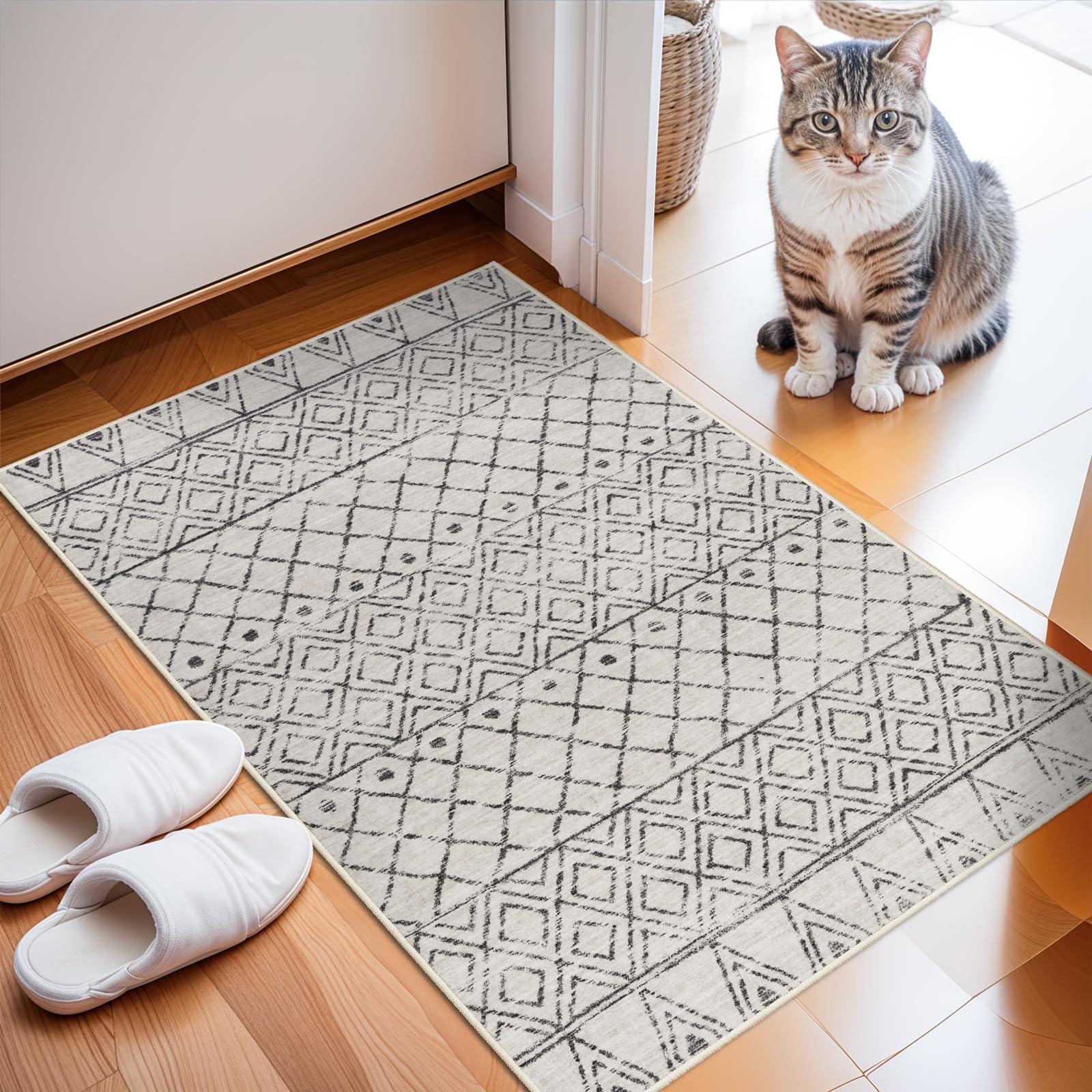 Amazon.com: BYYVOO 2x3 Entryway Rug Washable - Moroccan Small Area Rugs ...