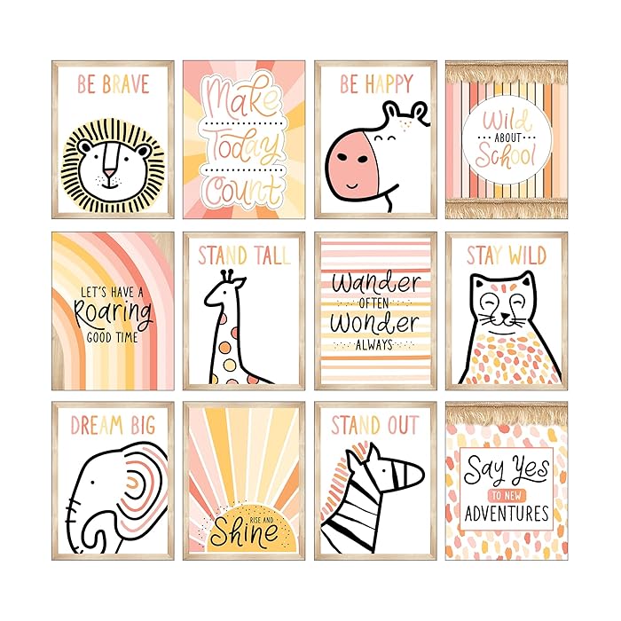 Buy Schoolgirl Style Simply Safari Poster Set—12 Colorful, Motivational ...