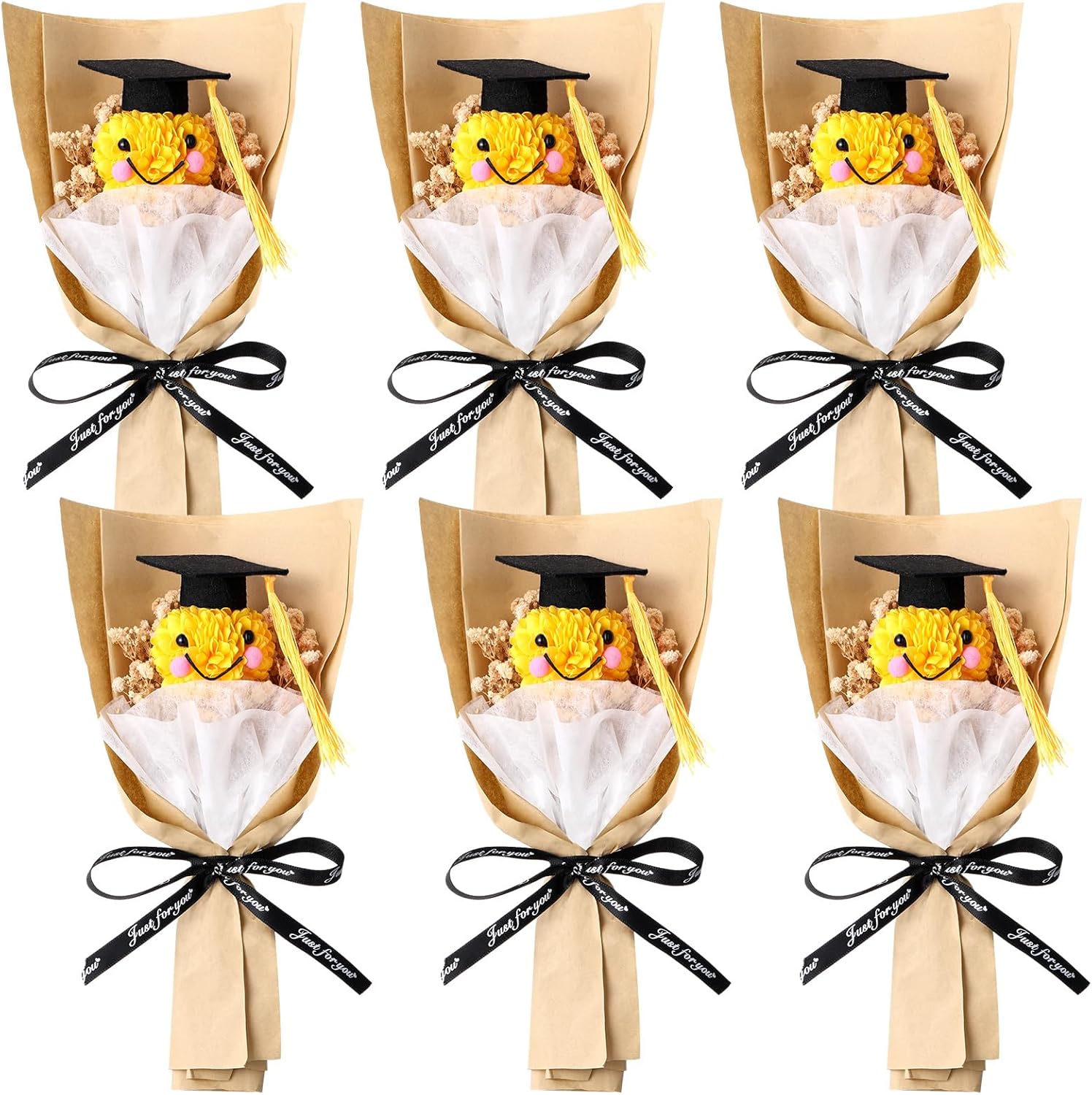 Amazon.com: Briwooody 6 Pcs Graduation Smile Sunflower Bouquet ...
