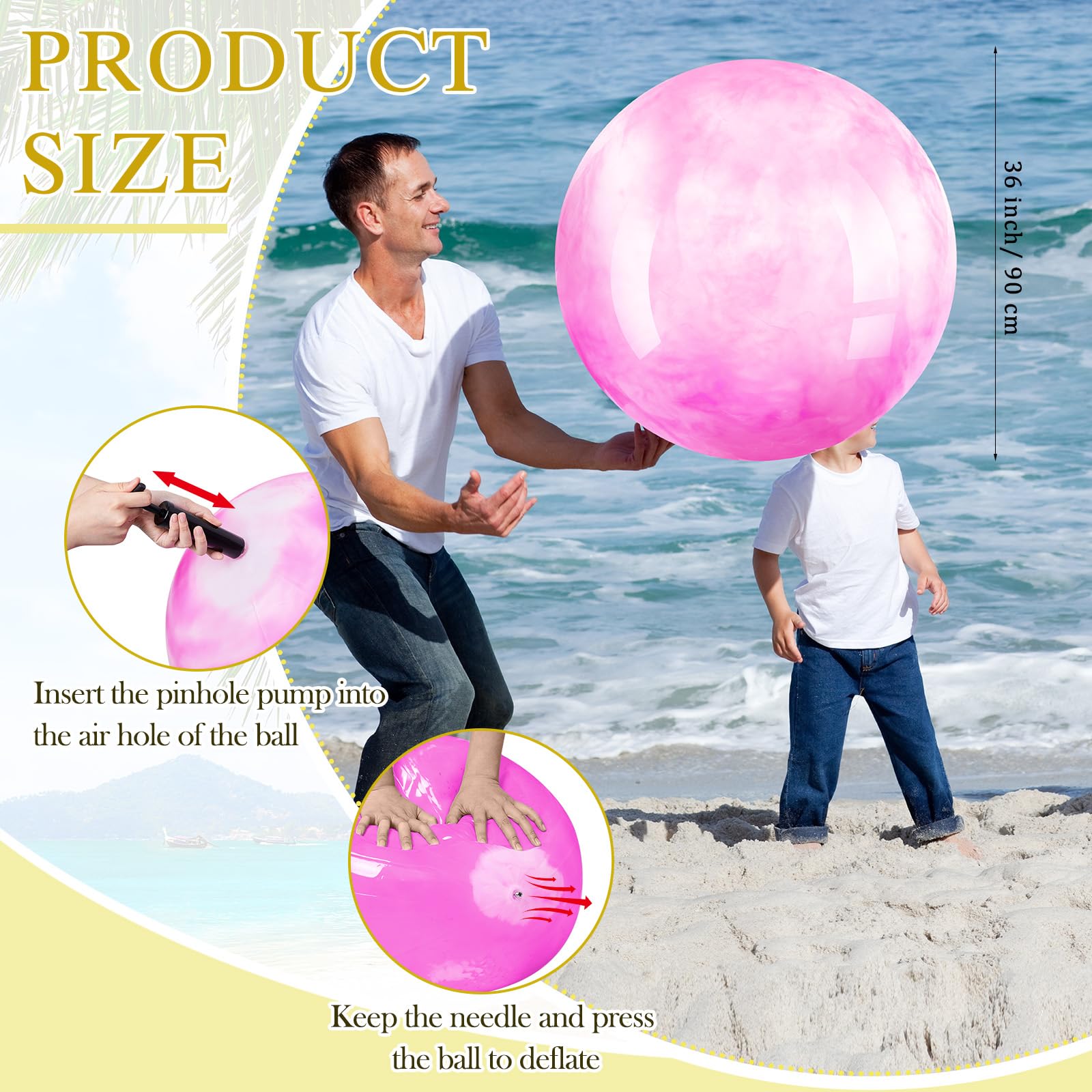 Snapklik.com : Meooeck 4 Pcs Inflatable Marbleized Big Bouncy Balls ...