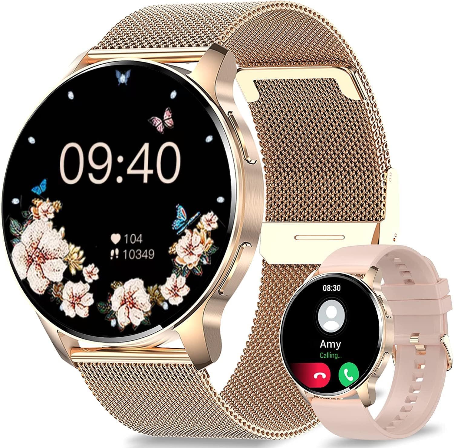 Smartwatch Damen mit Telefonfunktion, 1,32 Zoll Runde Bluetooth ...