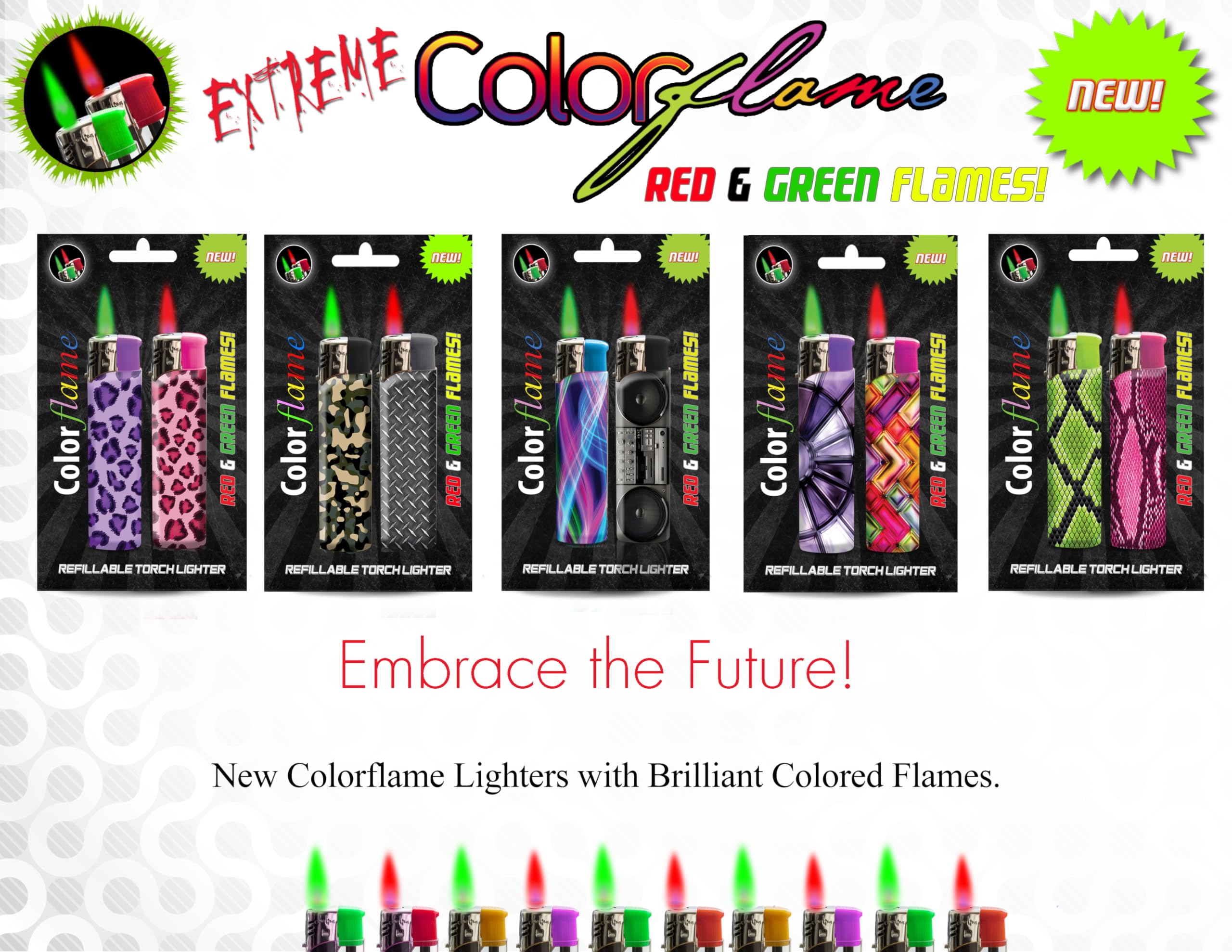 Colorful Fire Lighters Wholesale Prof Fluo Color Windproof Blue Flame