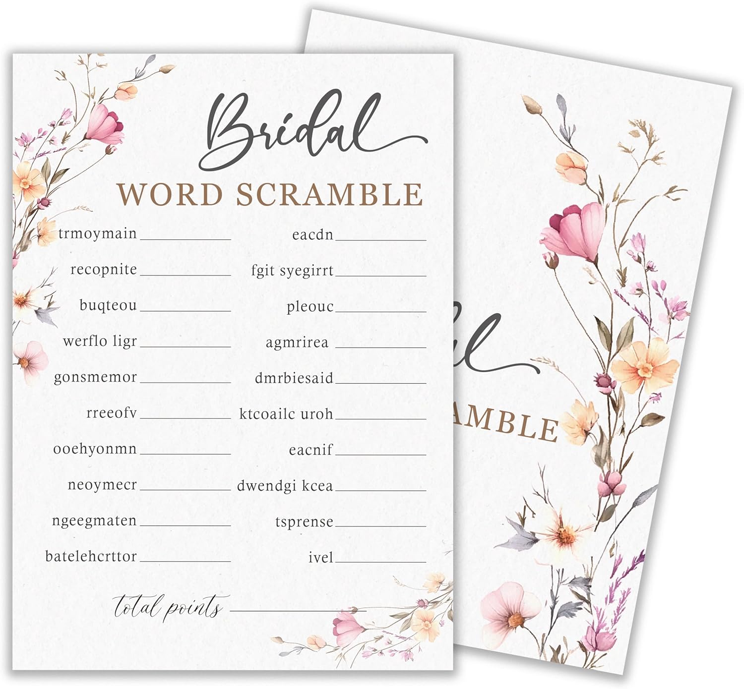 Amazon.com: Fbitey Love in Bloom Bridal Shower Game Cards, 30 ...