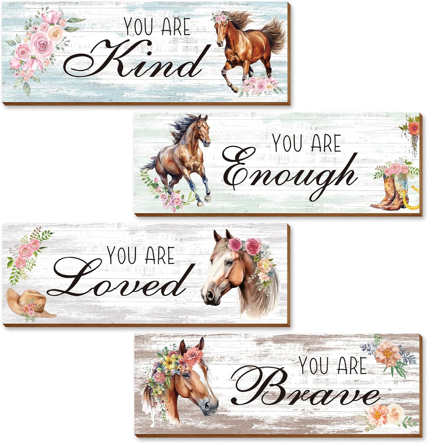 Amazon.com: Thrist Cowgirl Horse Theme Wall Decor 4PCS Wooden ...