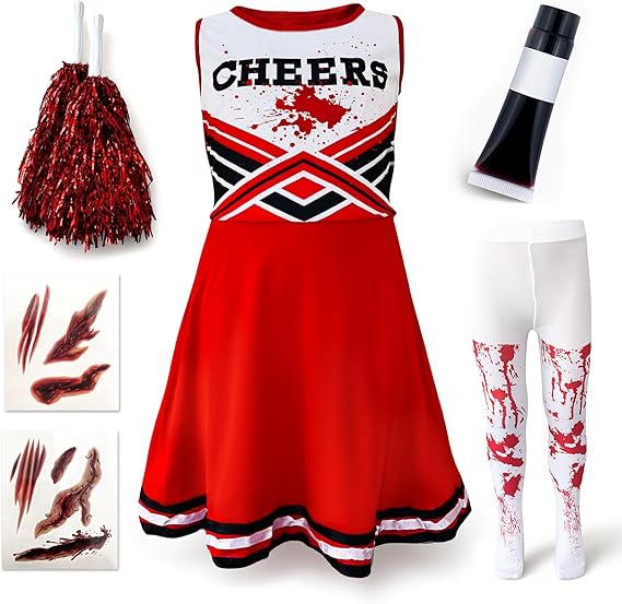 Zombie Cheerleader Halloween Costume for Kids Ages 7-9, Zombie Fancy ...