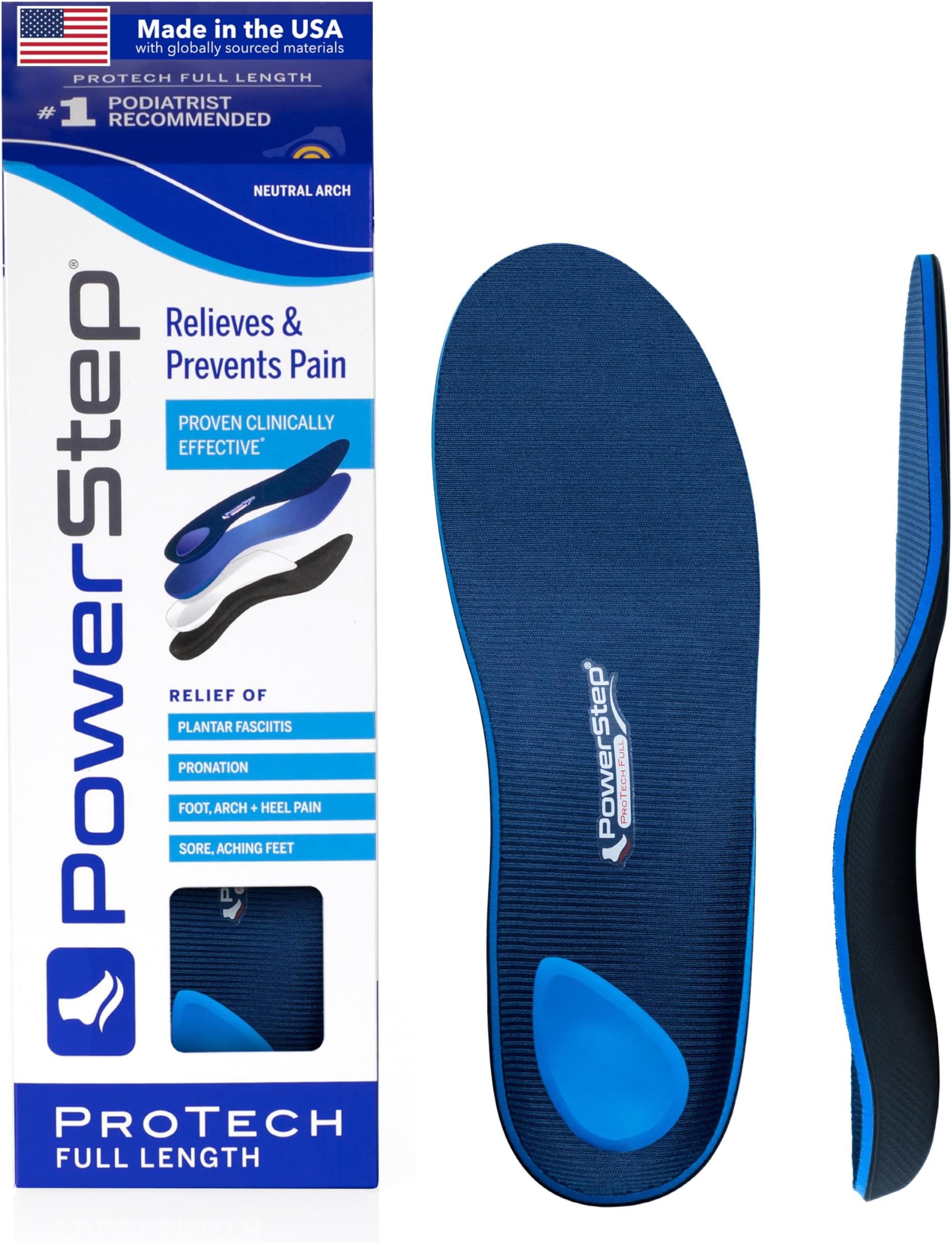 Amazon.com: PowerStep ProTech Orthotic Insoles - Medical Grade Arch ...