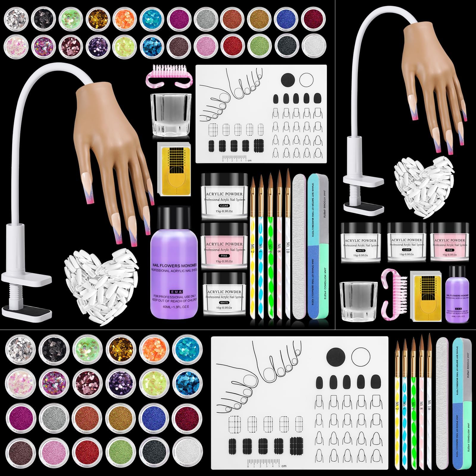 Amazon.com: Practice Hand for Acrylic Nails Kit: Silicone Hand for Nail ...