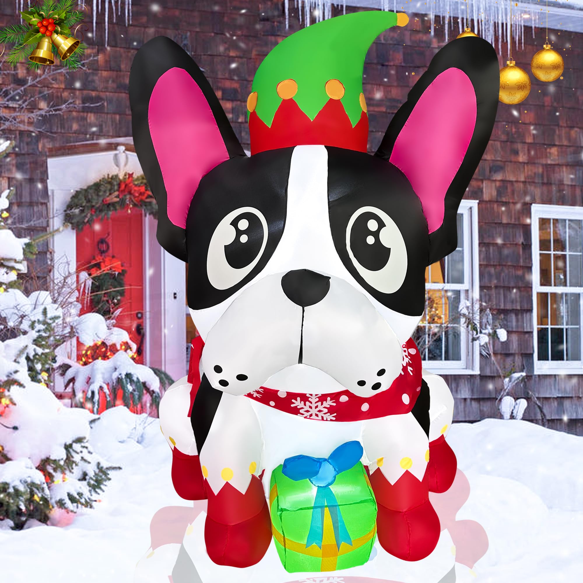 Amazon.com: JOYEASE 5 FT Christmas Inflatables Dog Decoration, LED ...