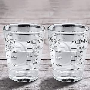 Amazon.com | 2 Pieces 1oz Mini Shot Glass Measuring Cup 30ml Liquid ...
